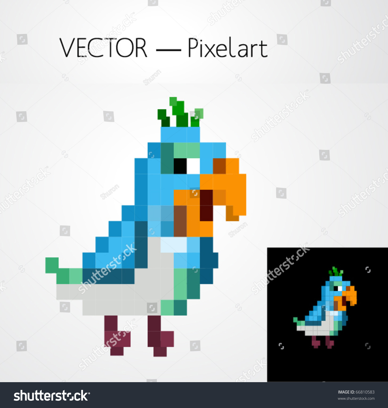 Vector Parrot Pixel Art Style: เวกเตอร์สต็อก (ปลอดค่าลิขสิทธิ์ ...