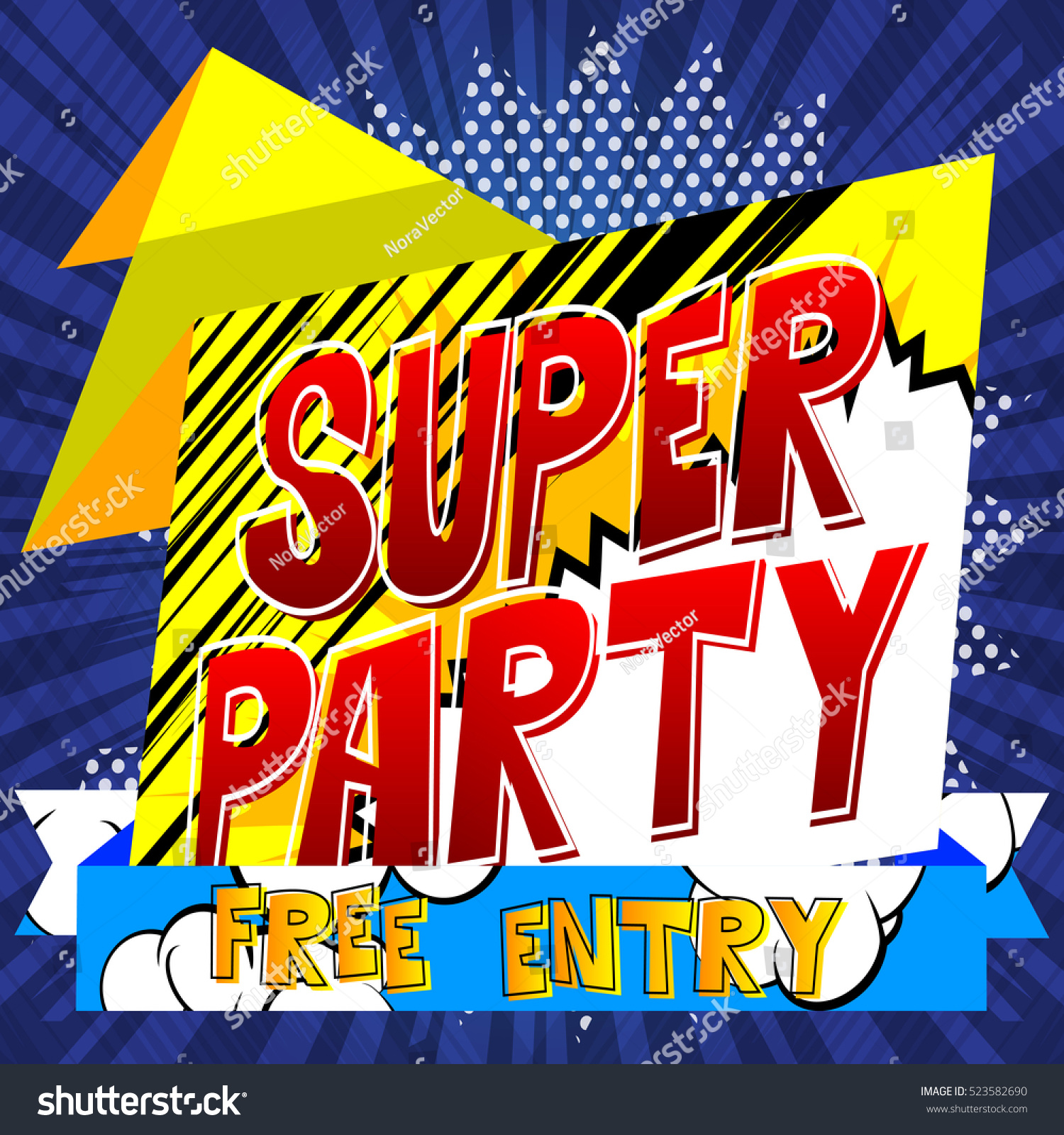 Vector Party Banner Comic Book Theme Stock Vector (Royalty Free ...