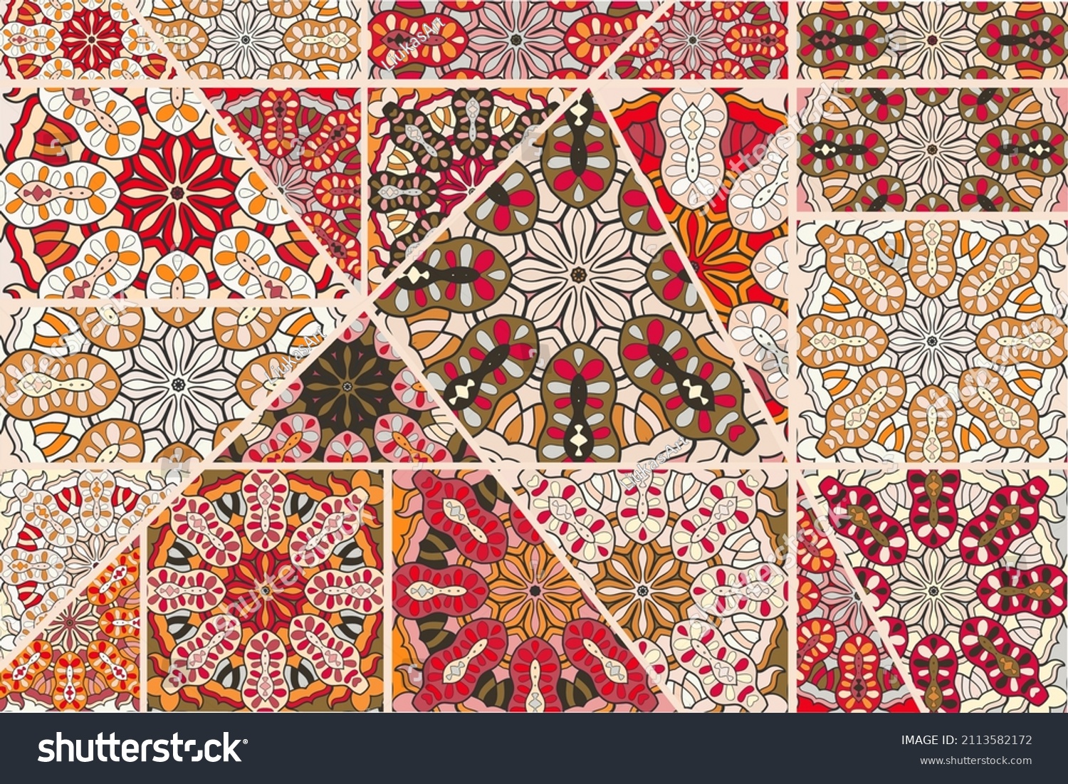 Vector Patchwork Quilt Pattern Vintage Decorative Stock Vector (Royalty Free) 2113582172 ...