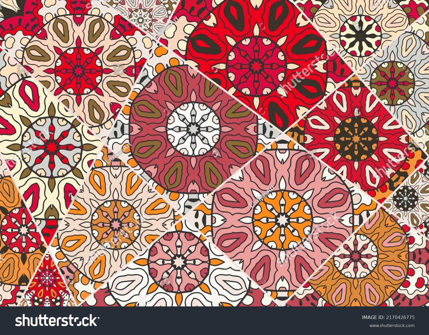 Vector Patchwork Quilt Pattern Vintage Decorative Stock Vector (Royalty Free) 2170426775 ...