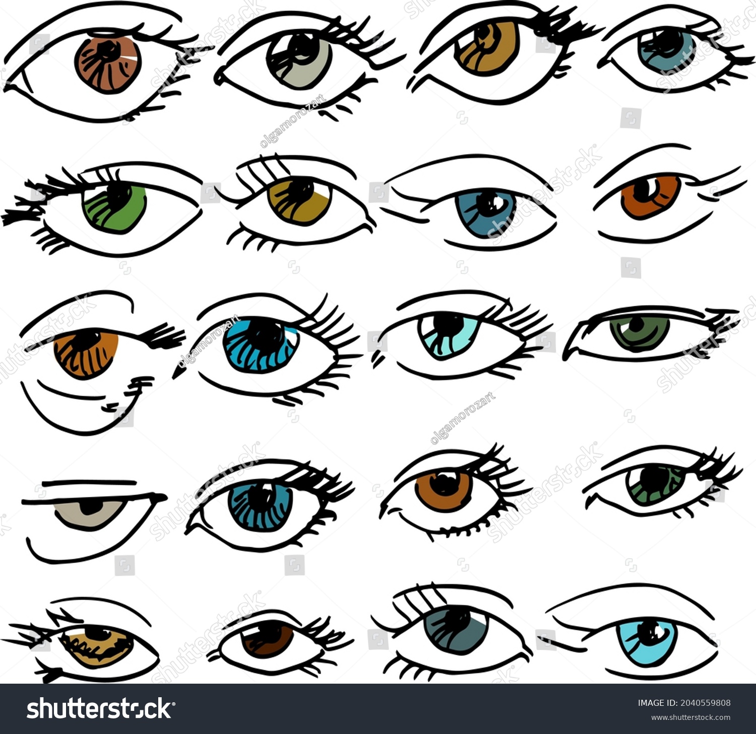 Vector Pattern Drawing Eyes Printing On Stock Vector (Royalty Free ...