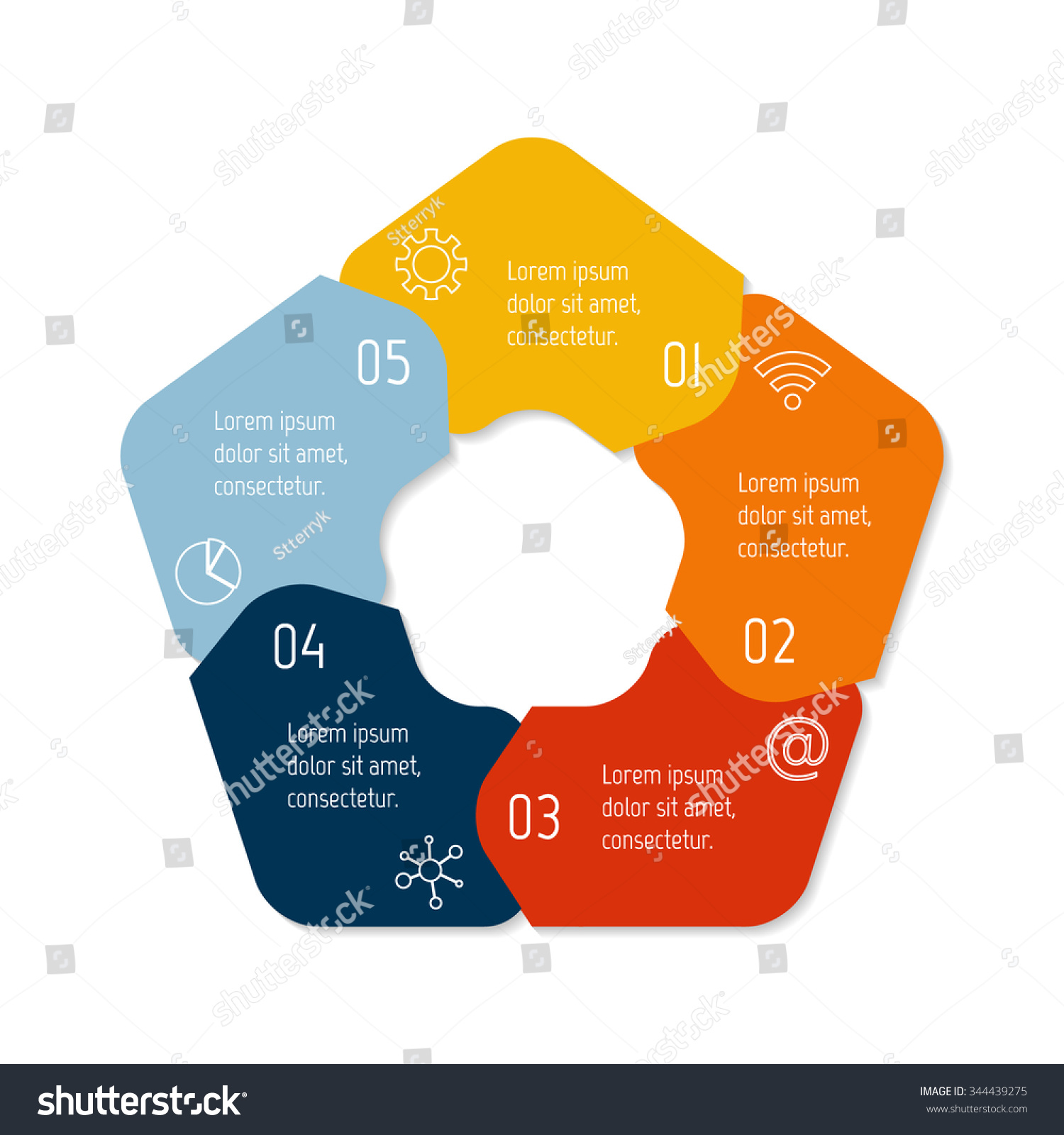 Vector Pentagonal Connected Infographic Diagram Circular: เวกเตอร์สต็อก ...
