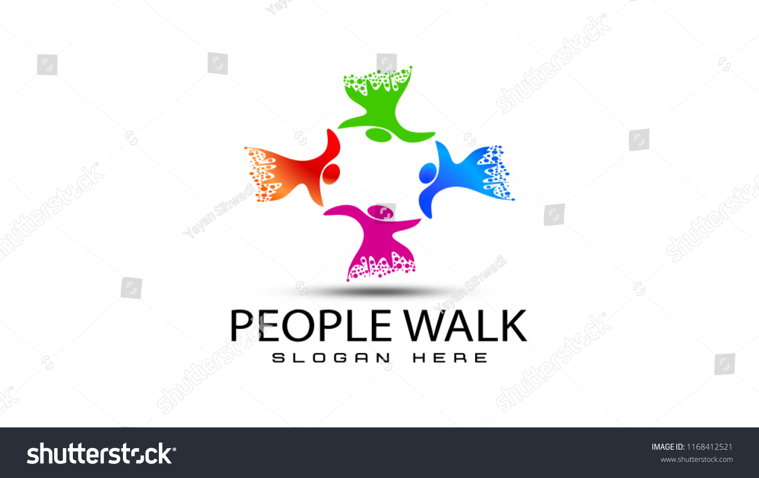 Vector People Walk Logo Design Stock Vector (Royalty Free) 1168412521