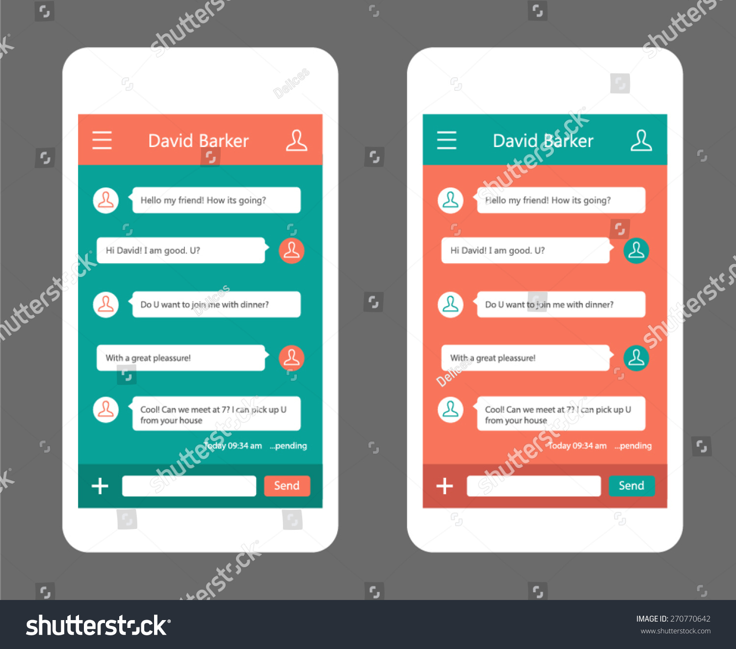 Vector Phone Chat Interface Sms Messages Stock Vector (Royalty Free ...