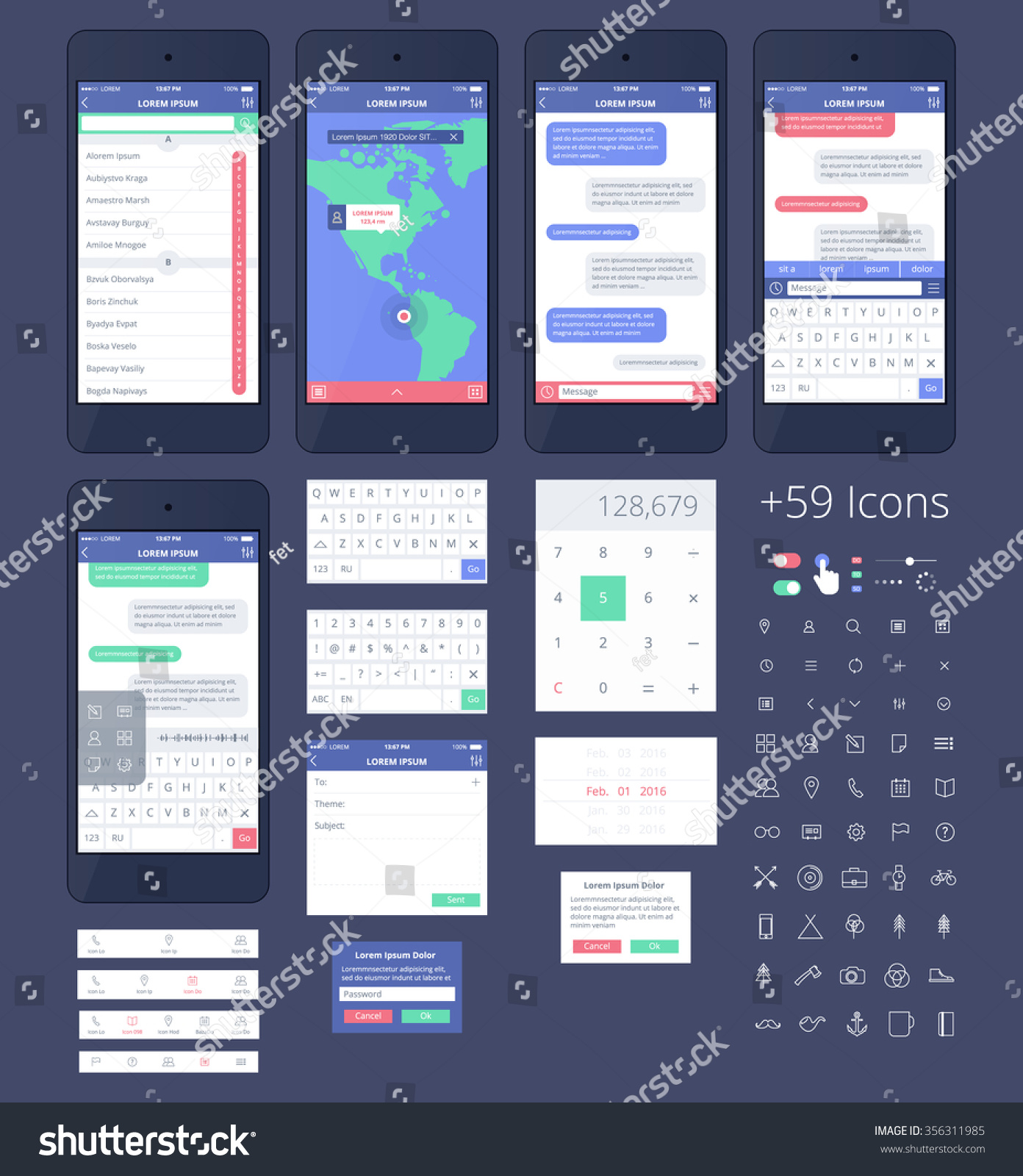Vector Phone Gui Template Ai Wireframe Stock Vector Royalty Free 356311985 Shutterstock