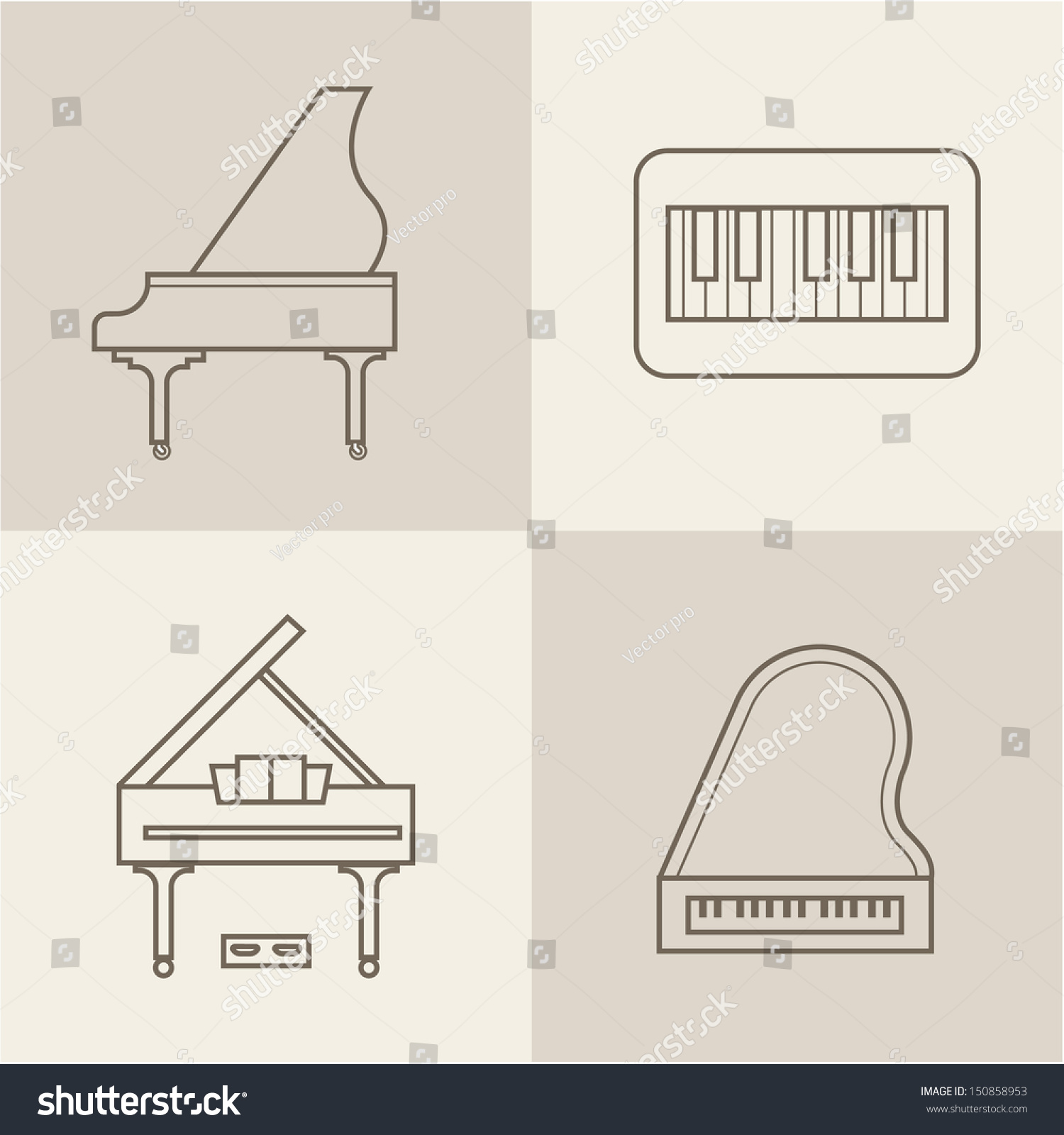 Vector Piano Icons Stock Vector (Royalty Free) 150858953 | Shutterstock