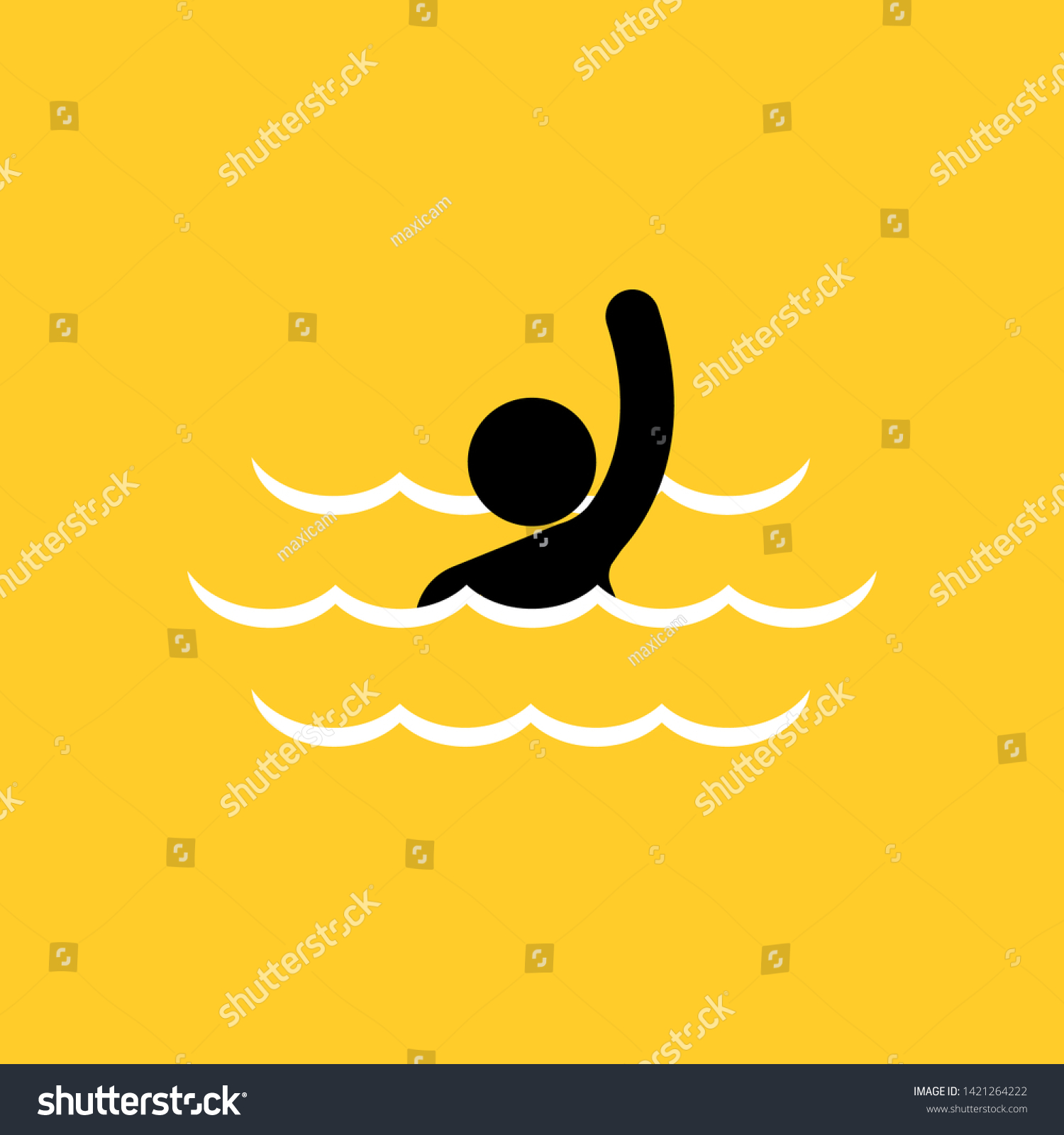 Vector Pictogram Man Drowning Stock Vector (Royalty Free) 1421264222