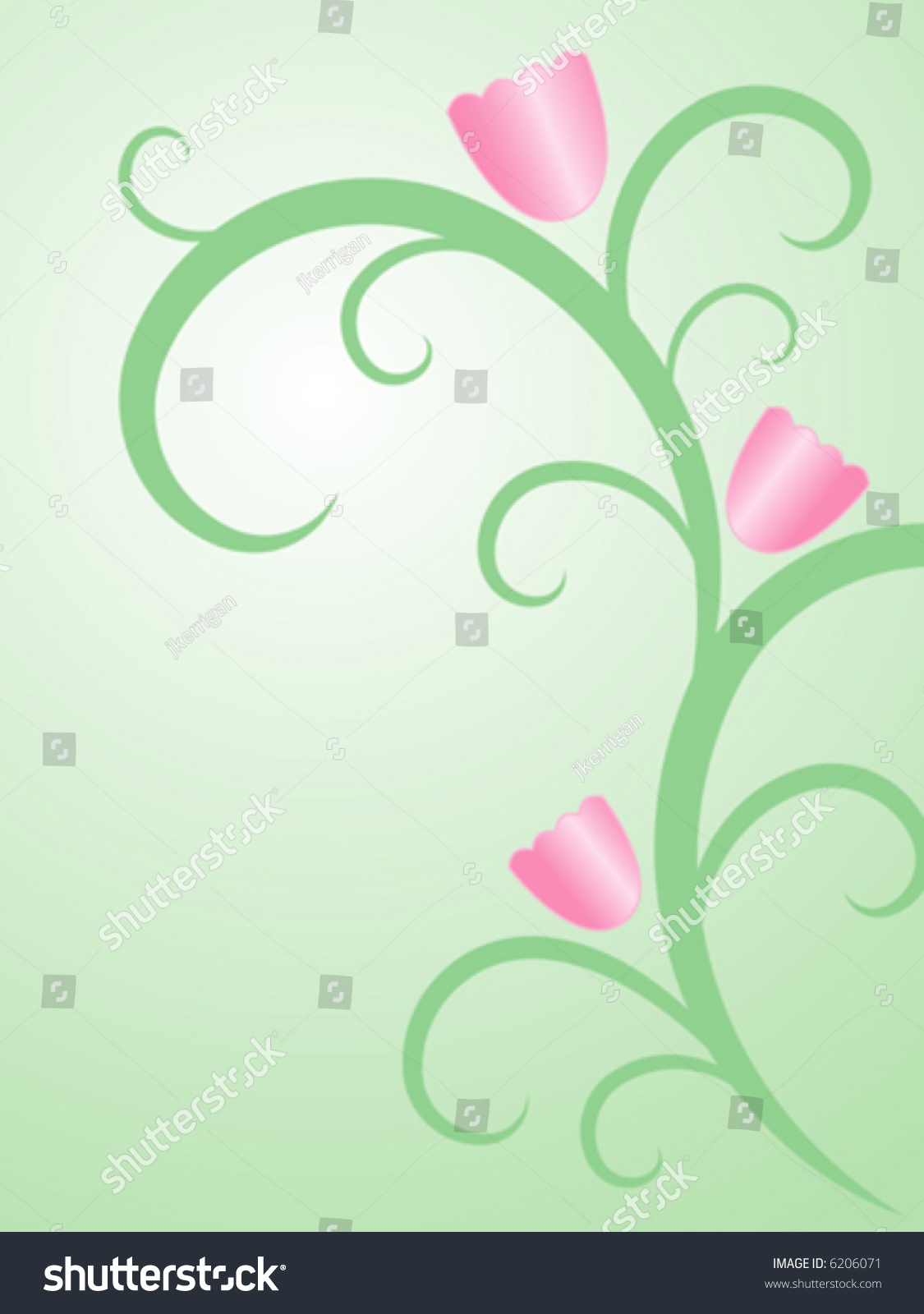 Vector Pink Green Floral Border Stock Vector (Royalty Free) 6206071