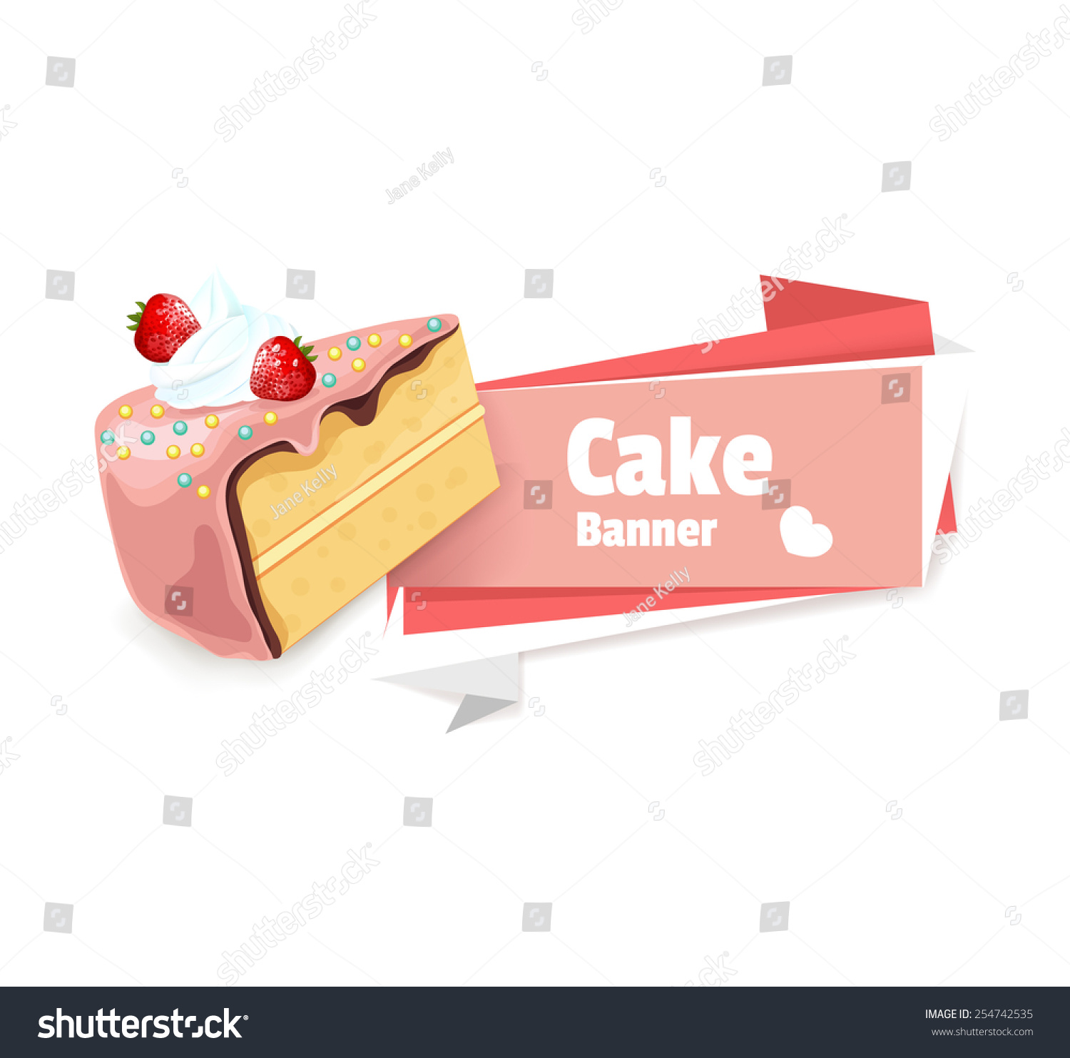 Vector Pink Cake Banner Illustration Stock Vector (Royalty Free) 254742535