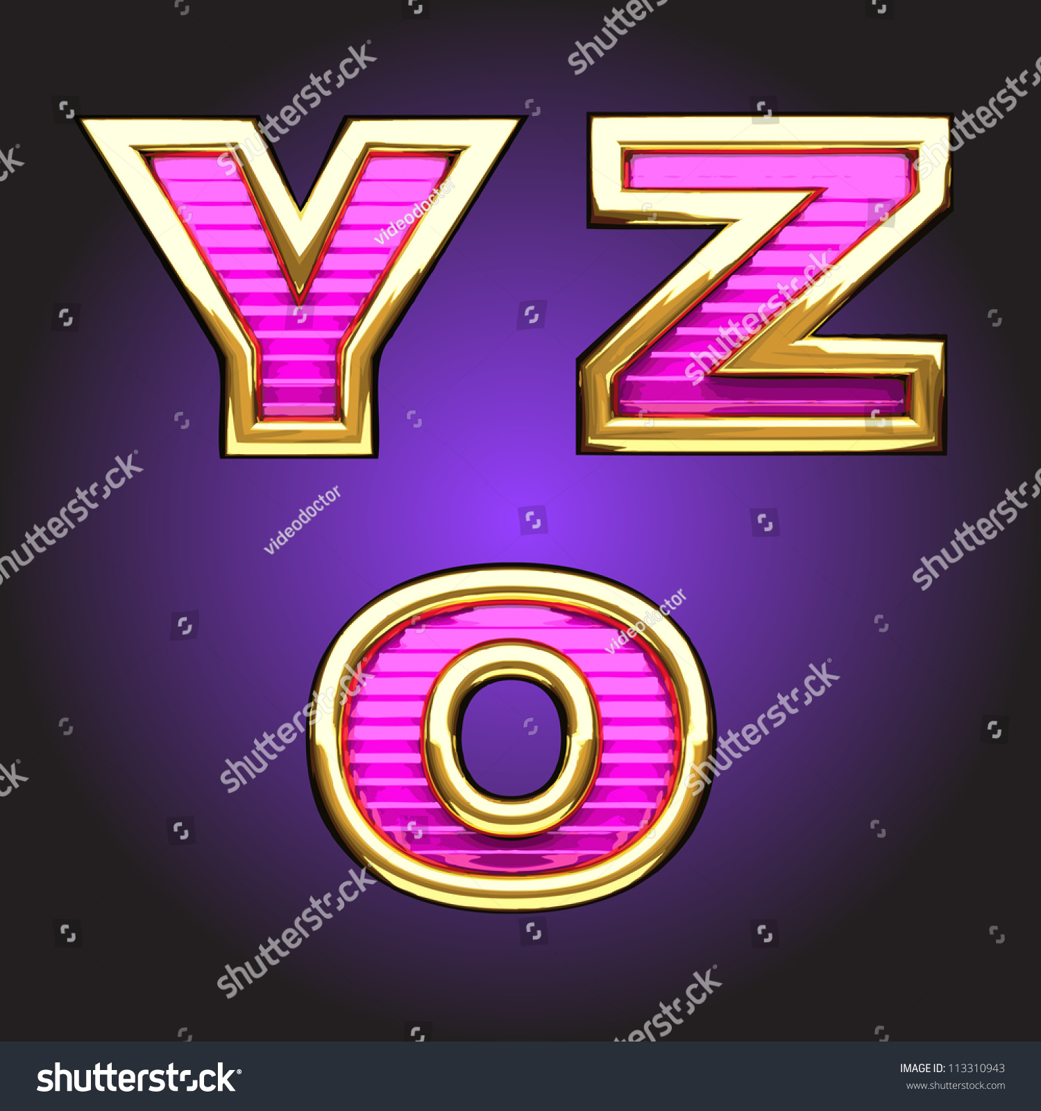 Vector Pink Letters Gold Stock Vector (Royalty Free) 113310943 ...