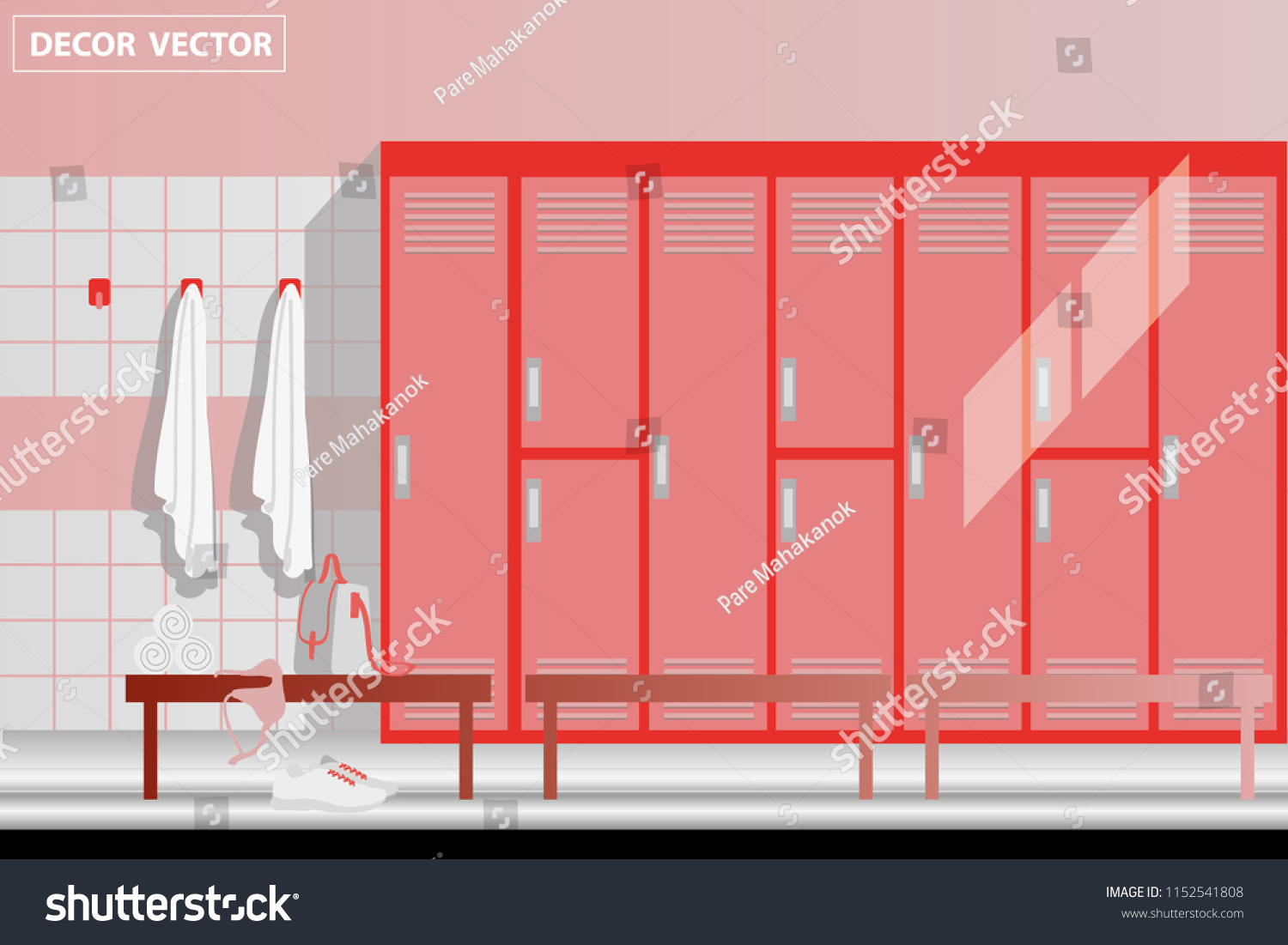 Vector Pink Locker Room Interior Design Stock Vector (Royalty Free ...