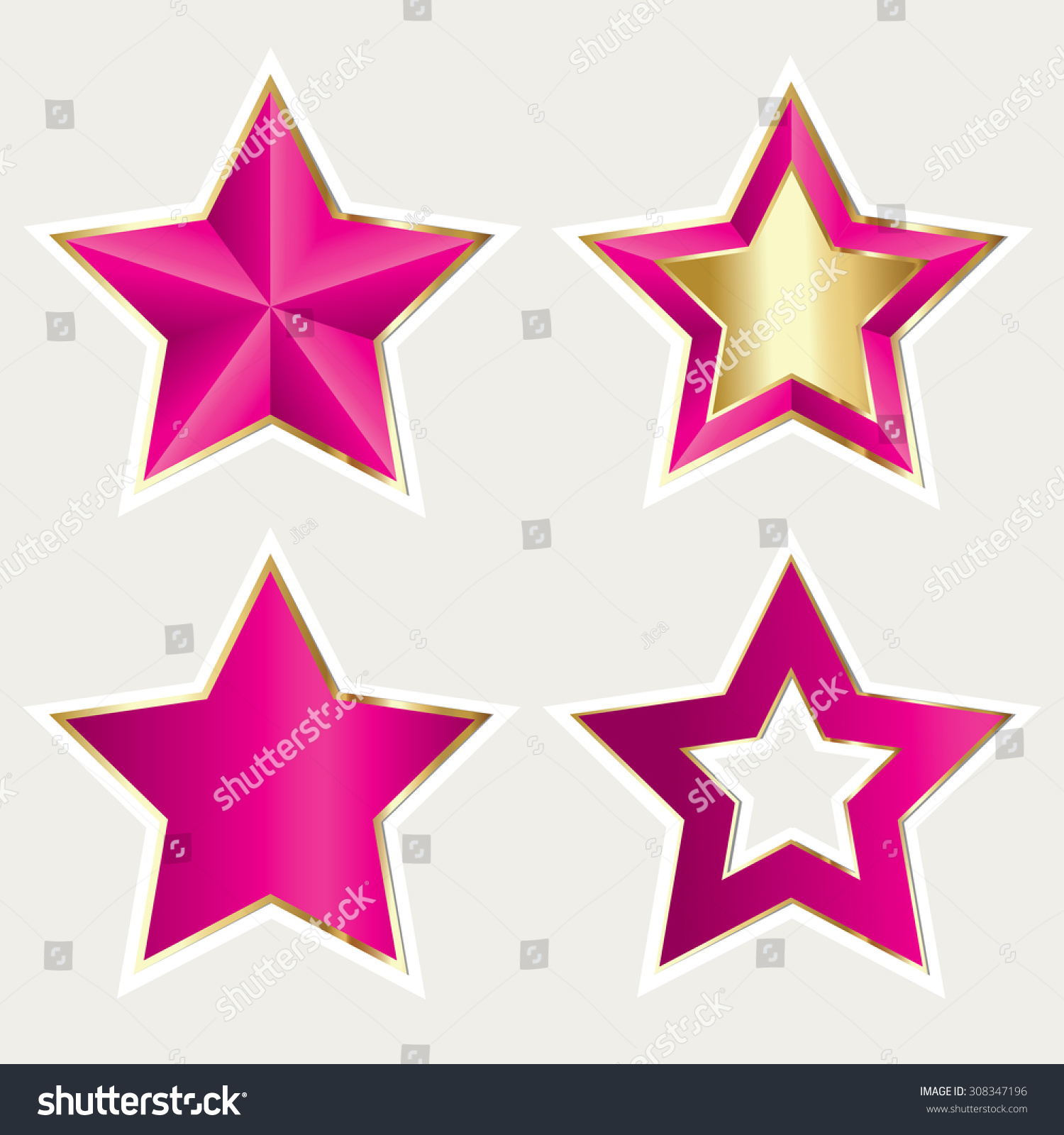 Vector Pink Metallic Stars Stock Vector (Royalty Free) 308347196 ...