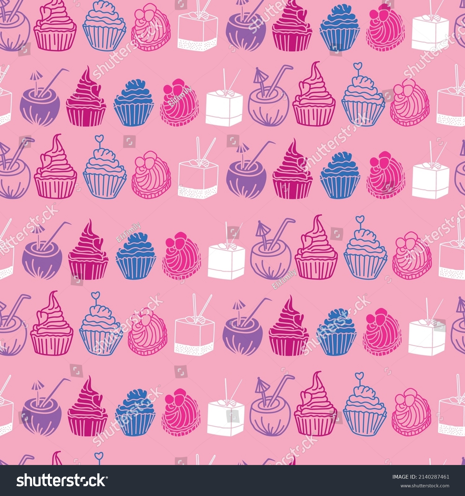 Vector Pink Party Foods Drinks Background Stock Vector (Royalty Free ...