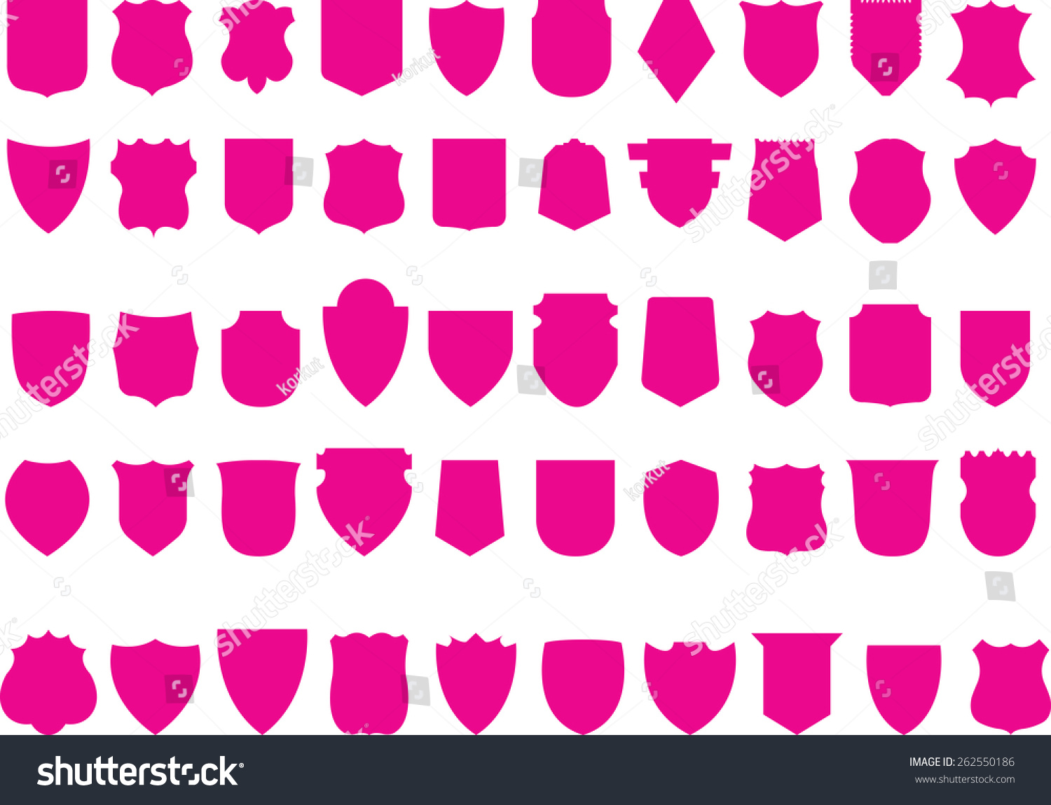 Vector Pink Shields Set 50 Shields Stock Vector (Royalty Free ...