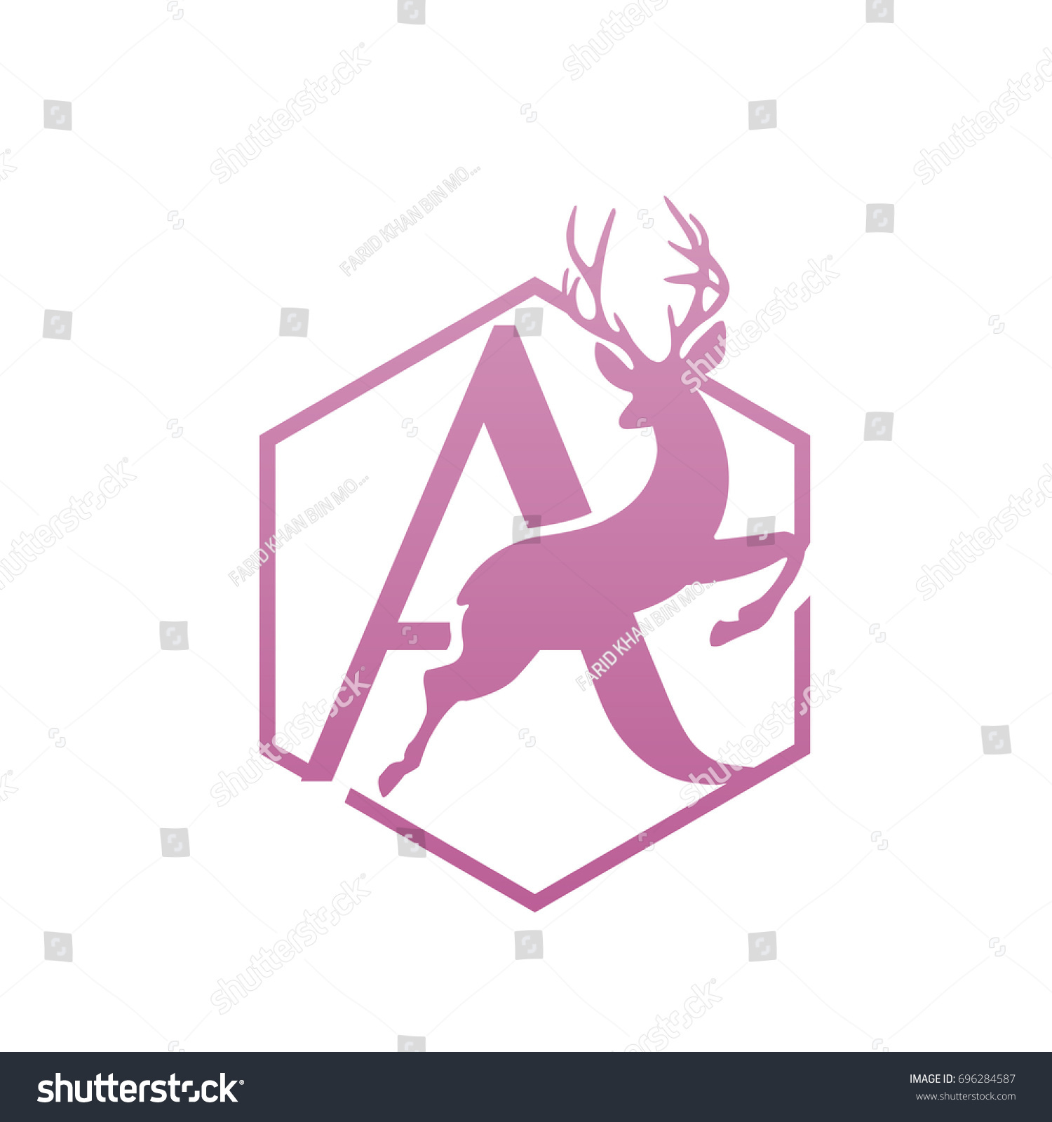 Vector Pink Single Letter Antelope Logo Stock Vector (Royalty Free ...