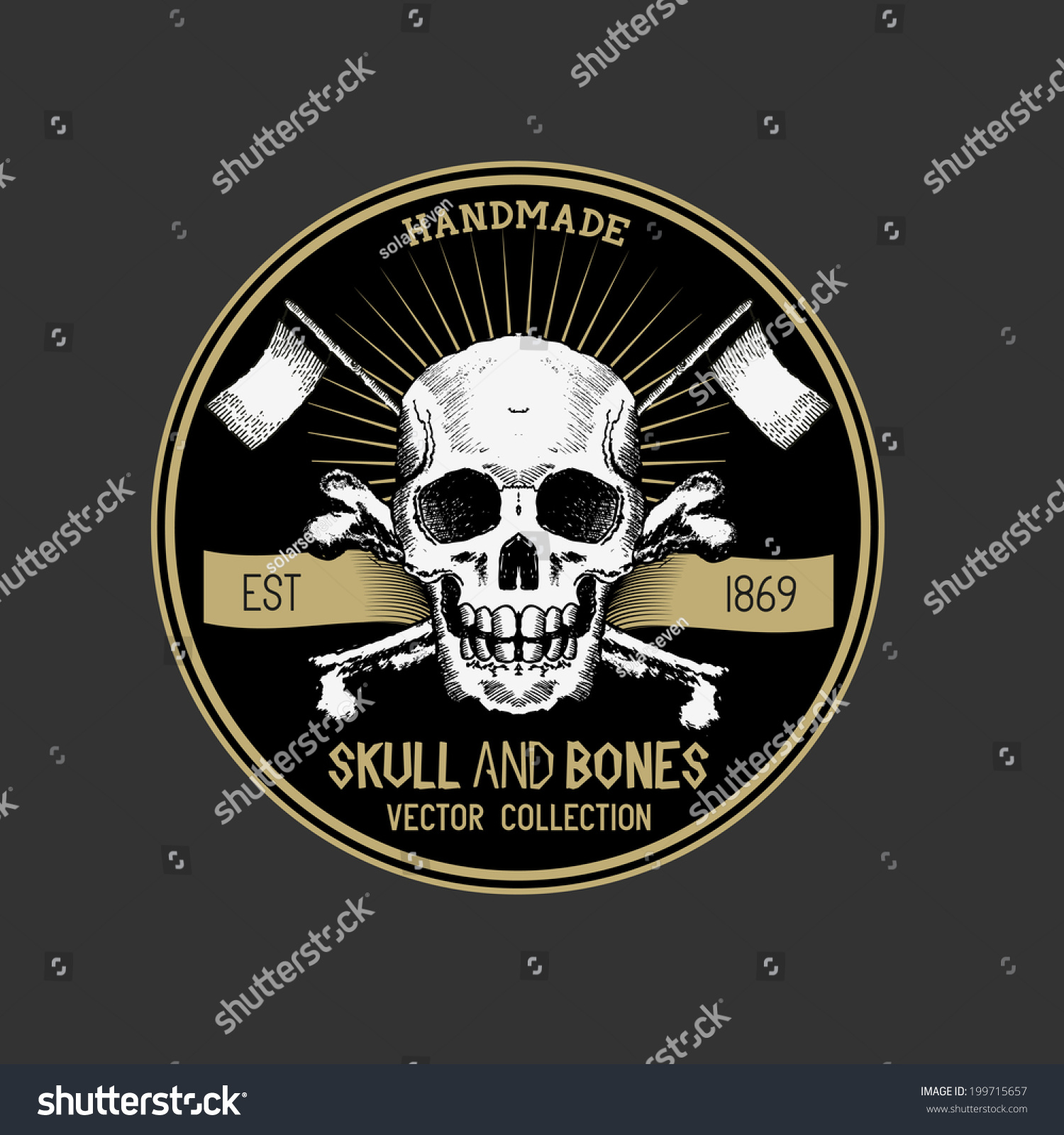 Vector Pirate Skull Design Label Stock Vector (Royalty Free) 199715657
