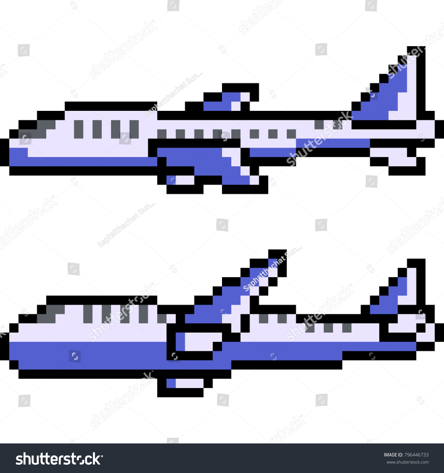 Vector Pixel Art Air Plane Isolated: เวกเตอร์สต็อก (ปลอดค่าลิขสิทธิ์ ...