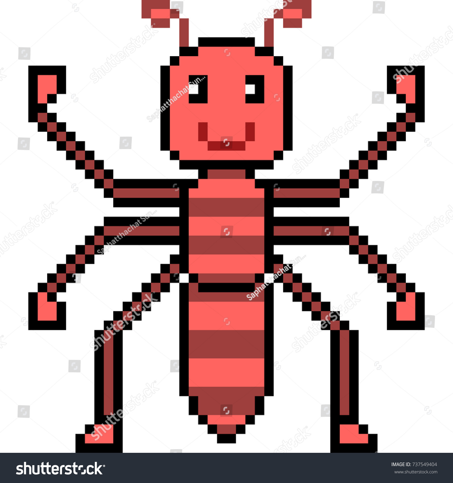 Vector Pixel Art Ant Isolated: vector de stock (libre de regalías ...