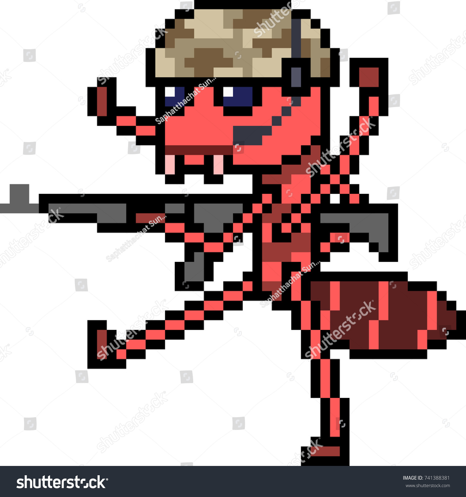 Vector Pixel Art Ant Soldier Isolated 스톡 벡터(로열티 프리) 741388381 ...