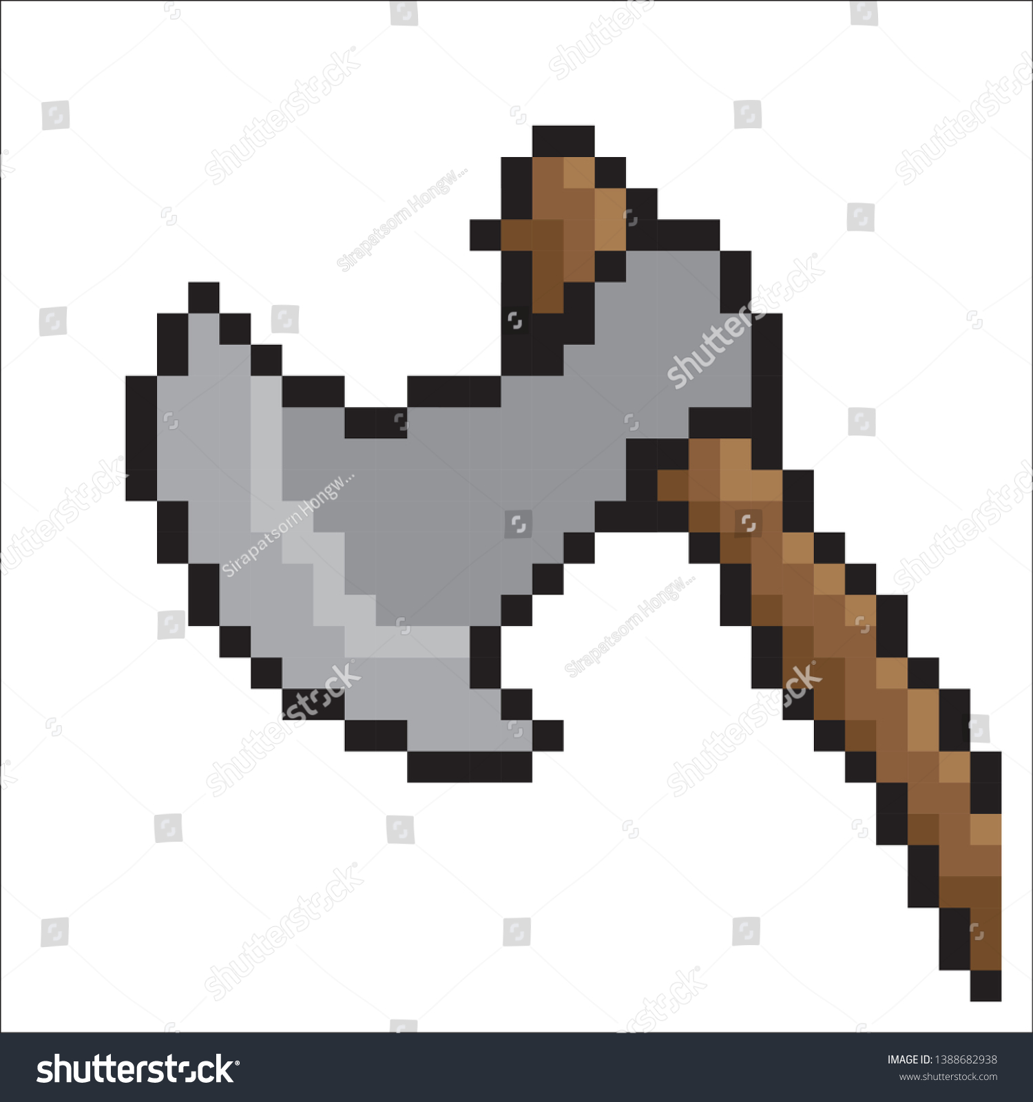 Vector Pixel Art Axe Isolated Cartoon: vector de stock (libre de ...