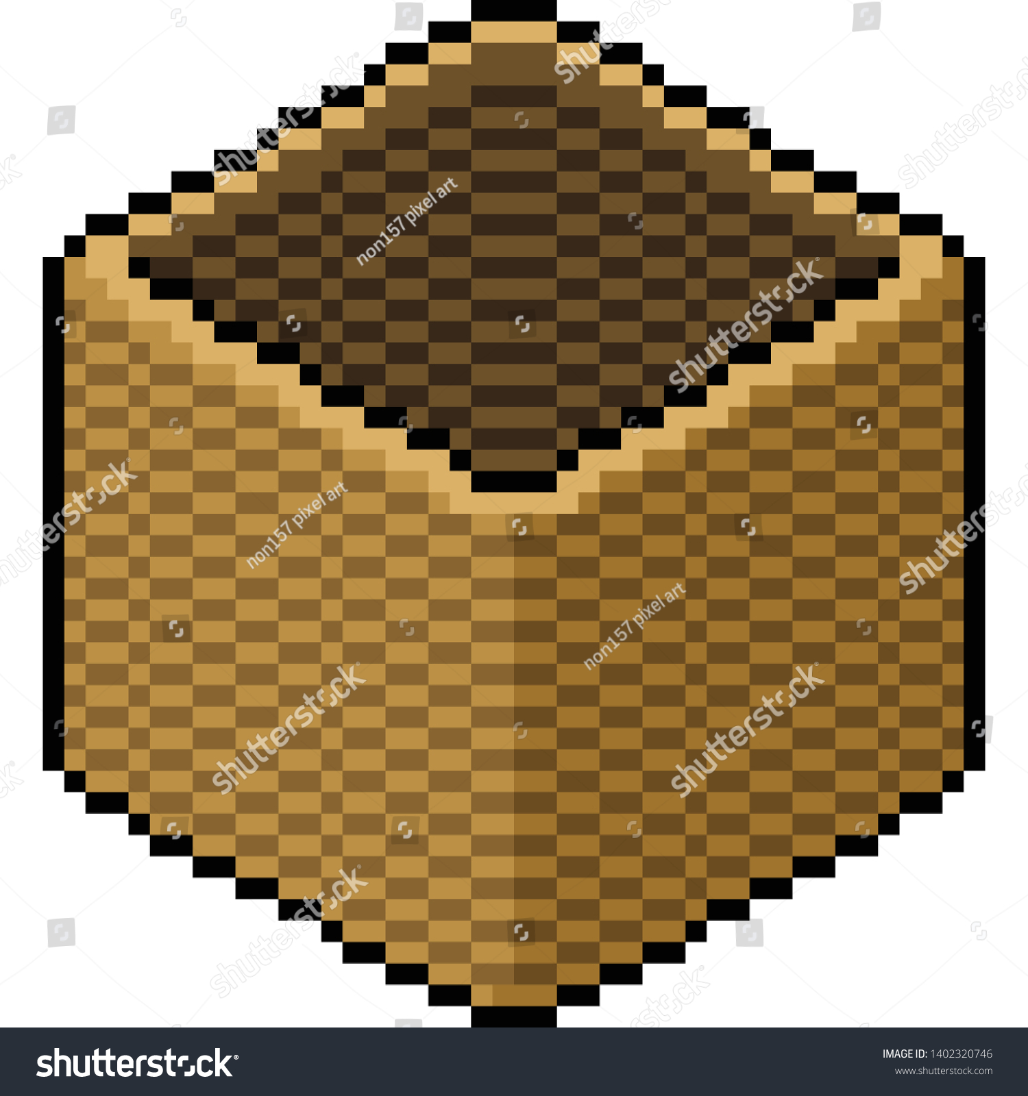 Vector Pixel Art Basket Isolated Cartoon Stock Vector (Royalty Free ...