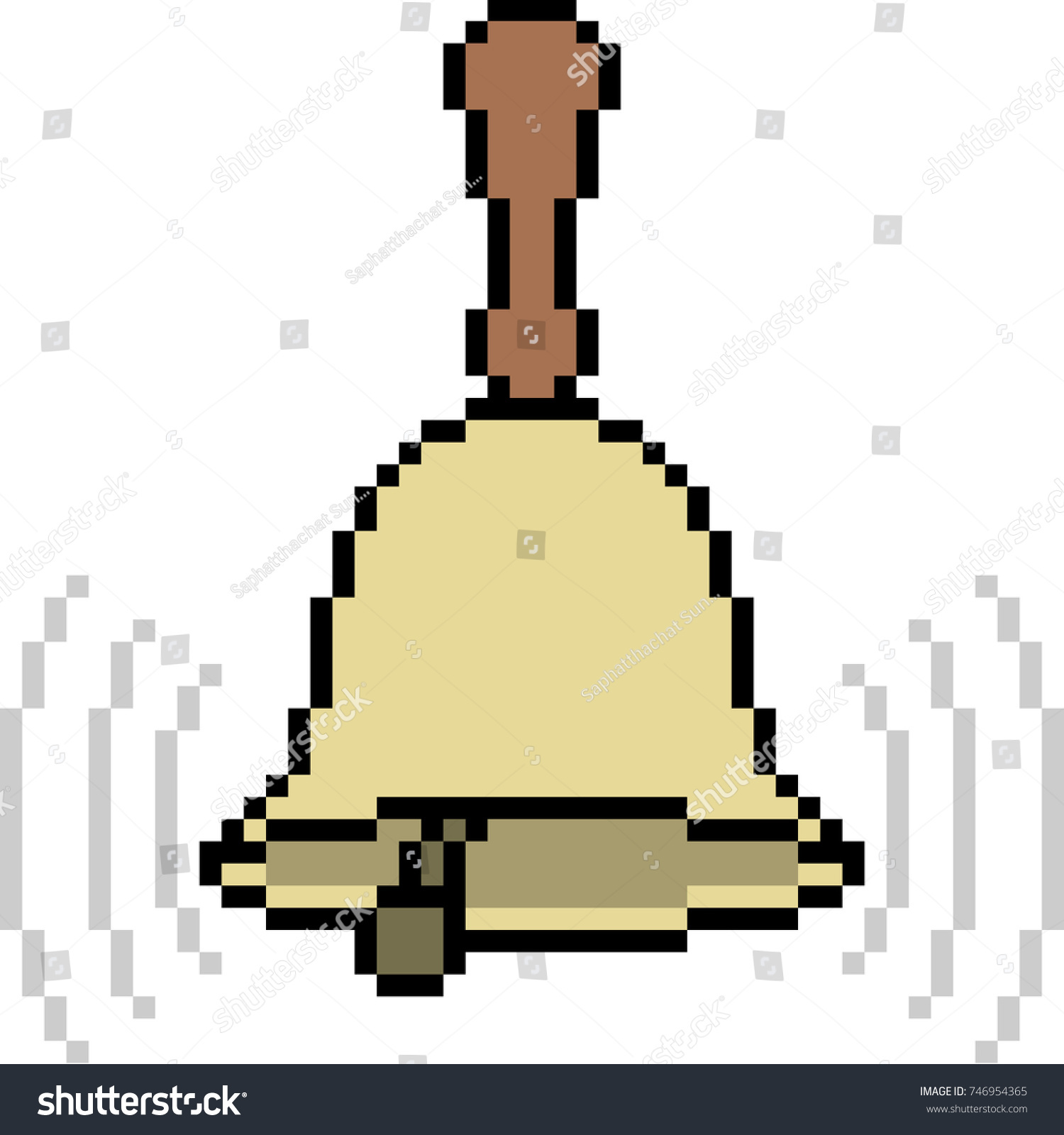 Vector Pixel Art Bell Isolated Stock Vector (Royalty Free) 746954365