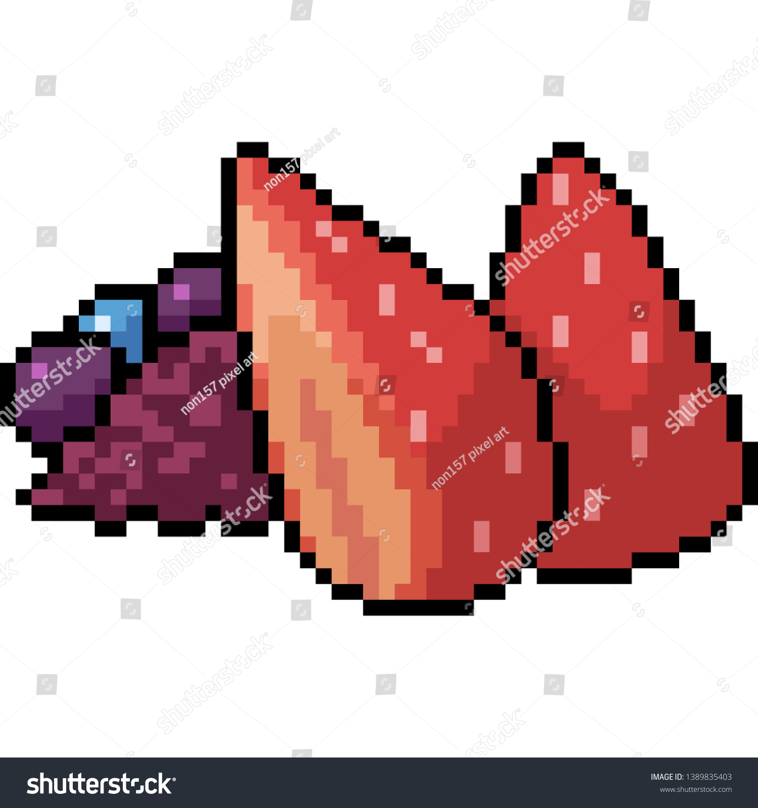 Vector Pixel Art Berry Isolated Cartoon Vector De Stock Libre De Regalías 1389835403