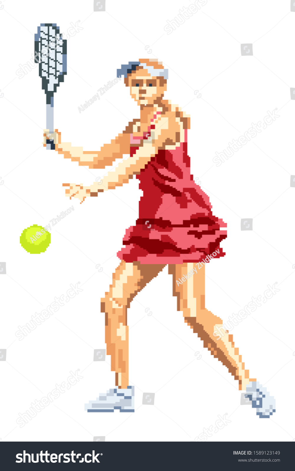Vector Pixel Art Big Tennis Player Stock Vector (Royalty Free) 1589123149