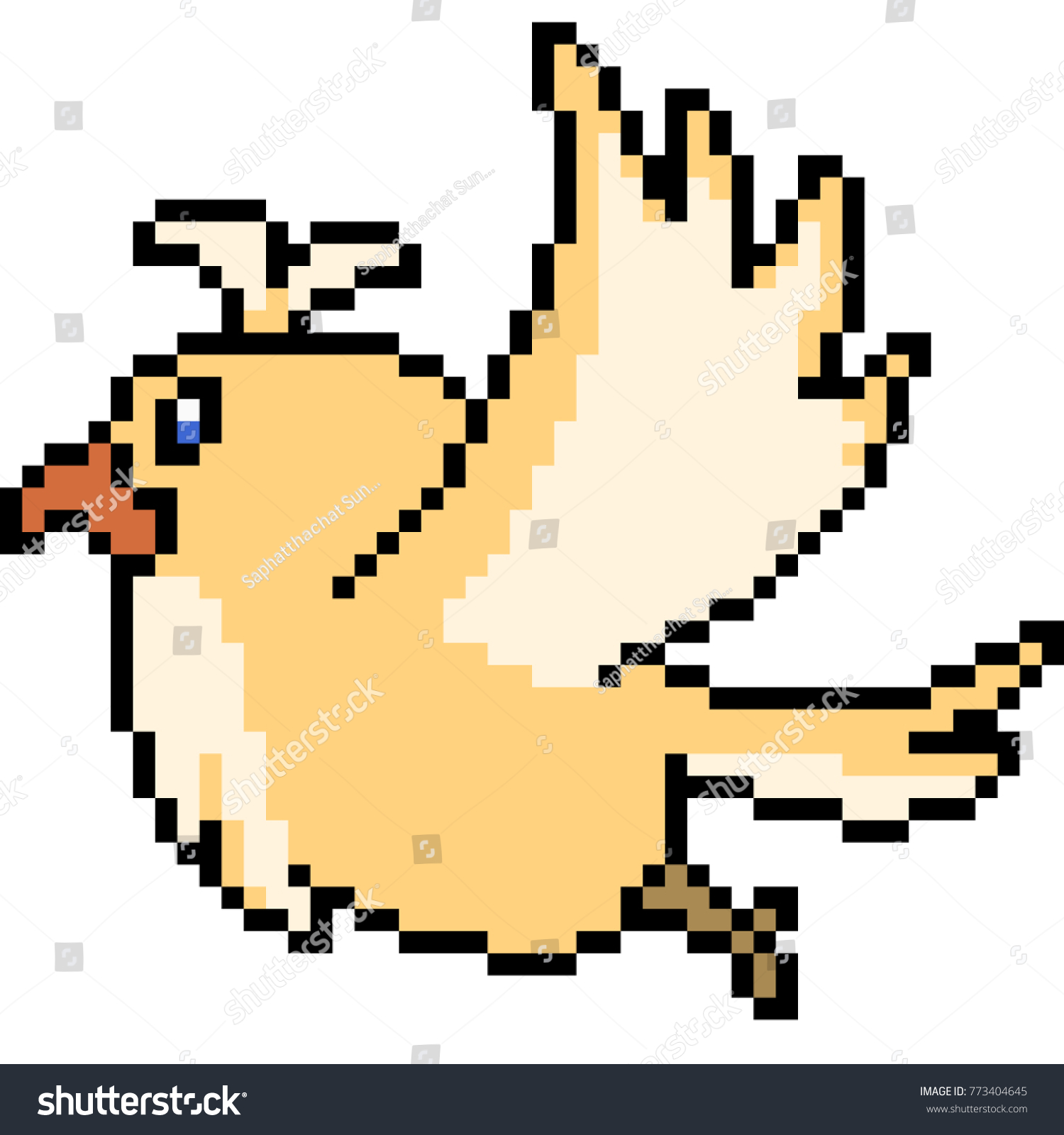 Vector Pixel Art Bird Fly Isolated Stock Vector (Royalty Free ...