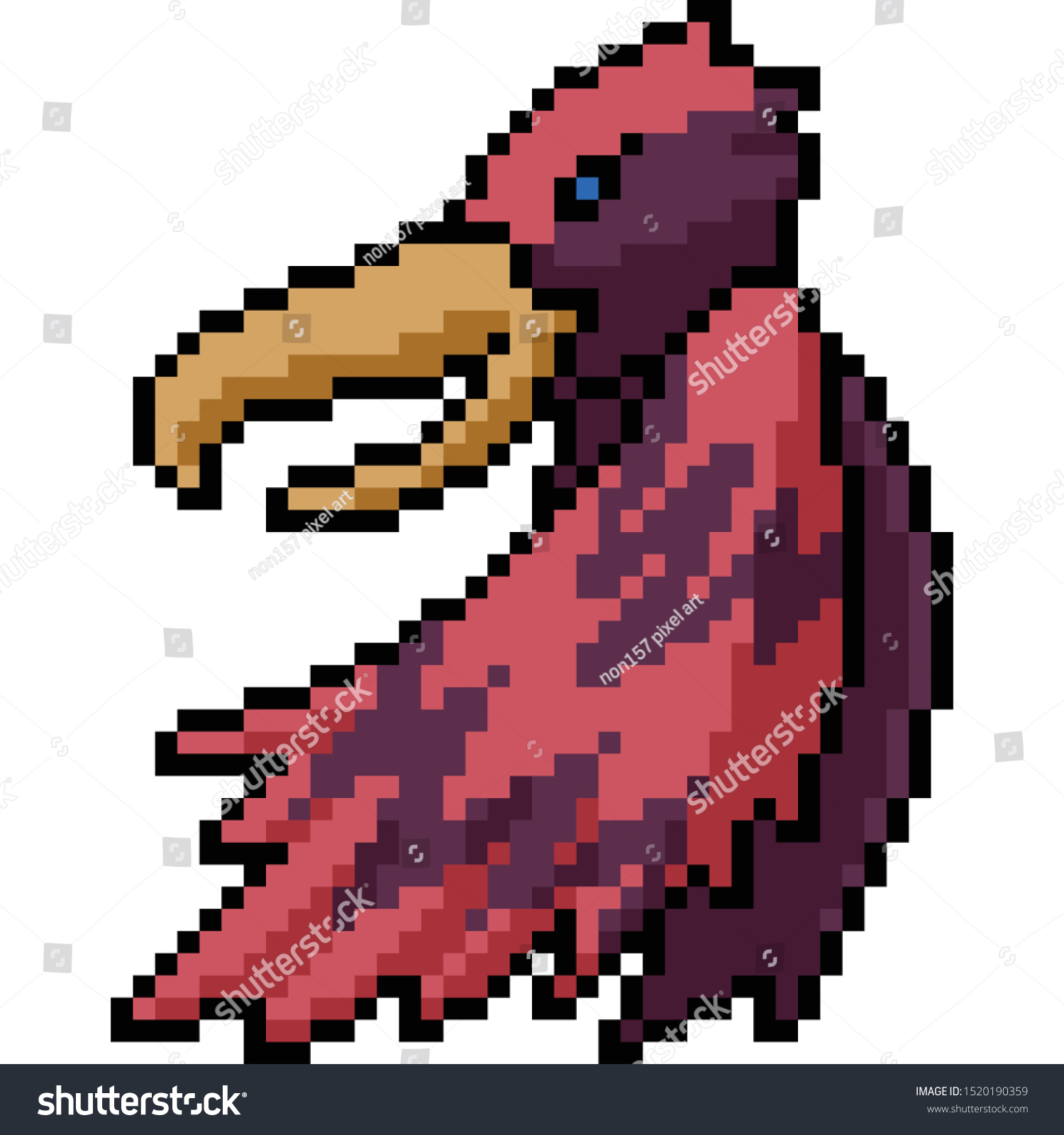 Vector Pixel Art Bird Isolated Cartoon Stock Vector (Royalty Free ...