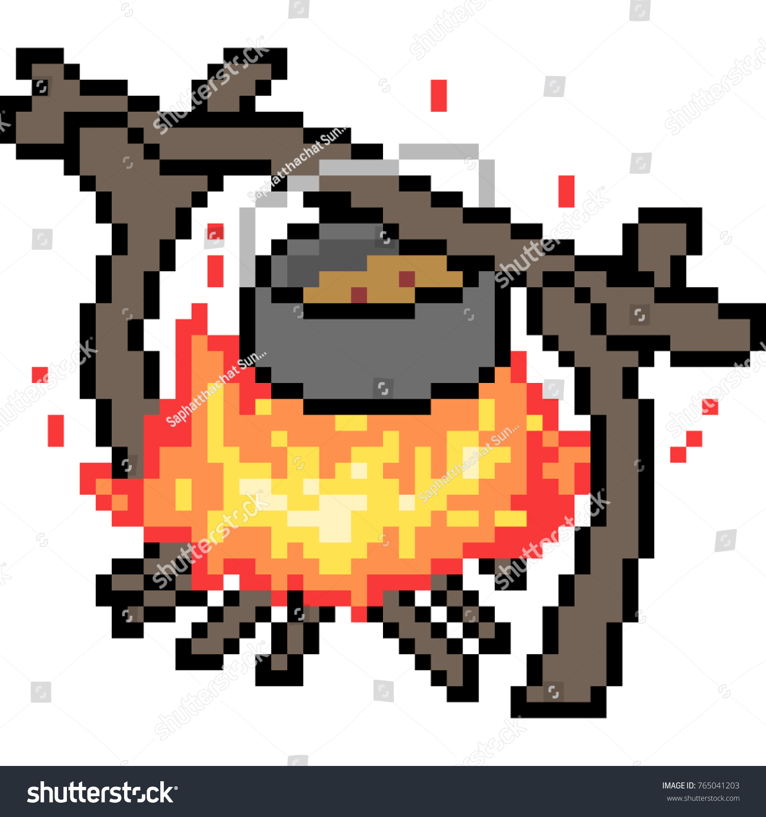 Vector Pixel Art Bonfire Isolated: vector de stock (libre de regalías ...