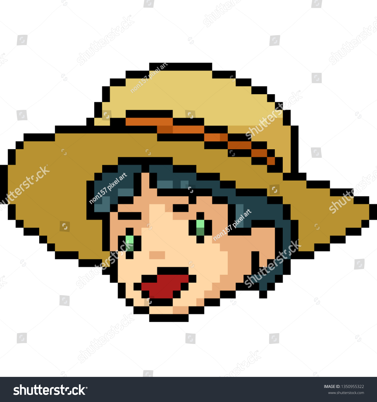 Vektor Stok Vector Pixel Art Boy Head Isolated (Tanpa Royalti ...