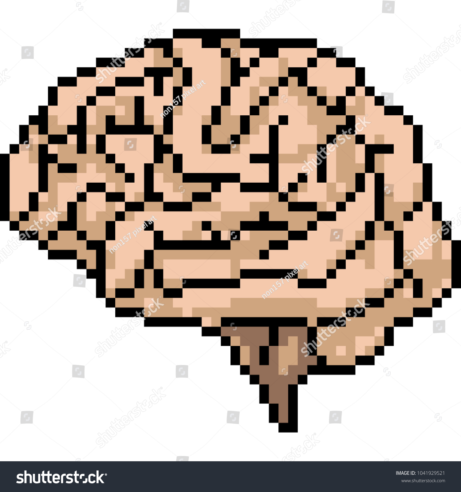 Vector Pixel Art Brain Isolated Cartoon: vector de stock (libre de ...
