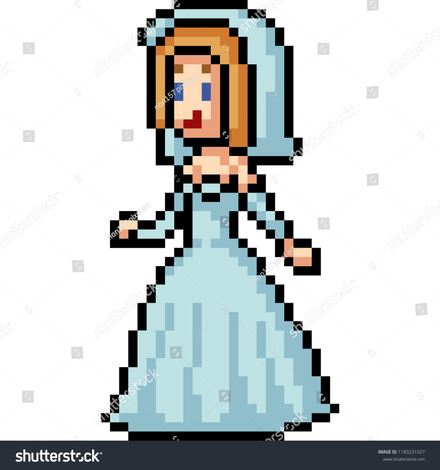 Vector Pixel Art Bride Isolated Cartoon: เวกเตอร์สต็อก (ปลอดค่า ...