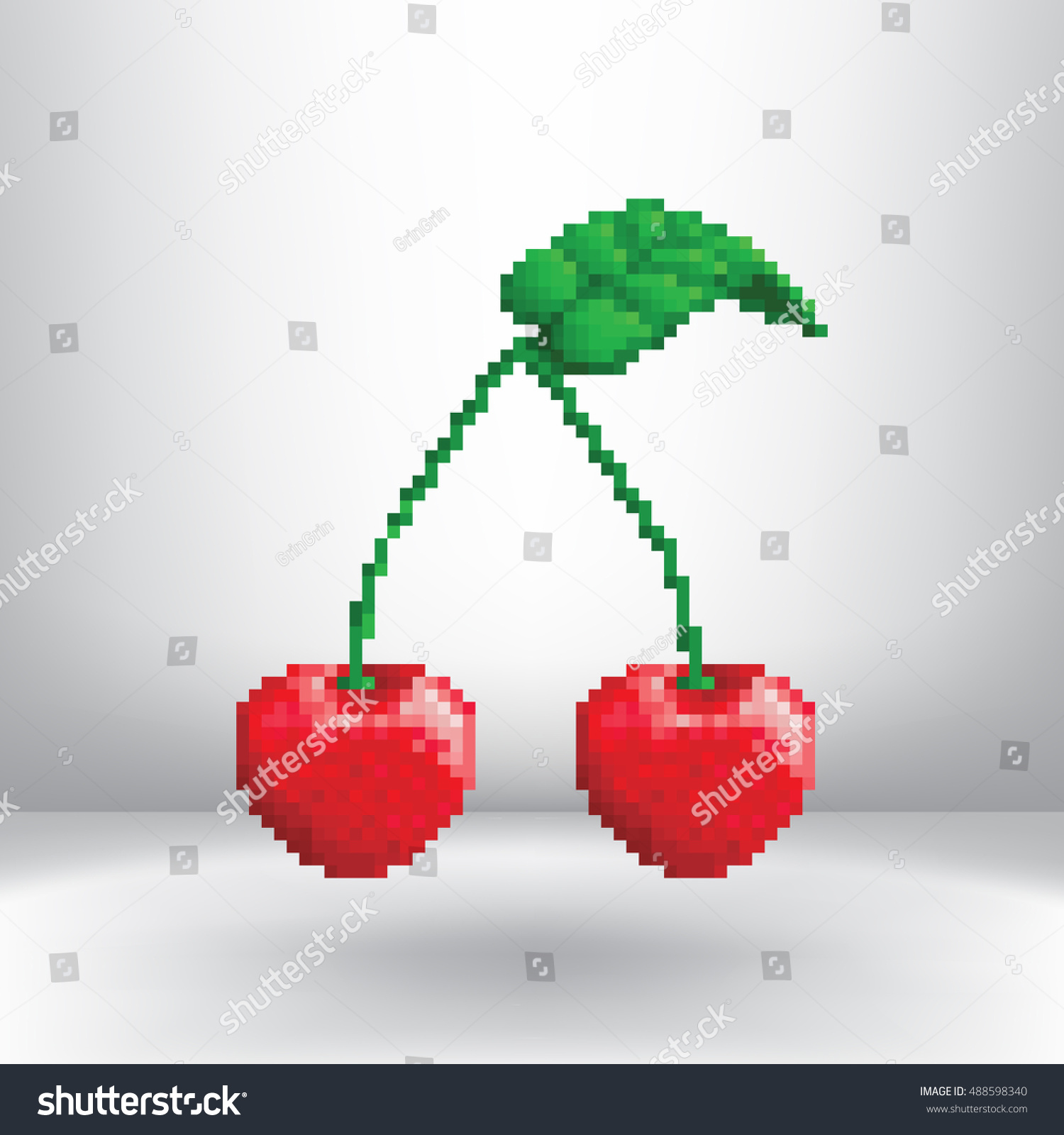 Vector Pixel Art Bright Cherry Icon Stock Vector (Royalty Free ...