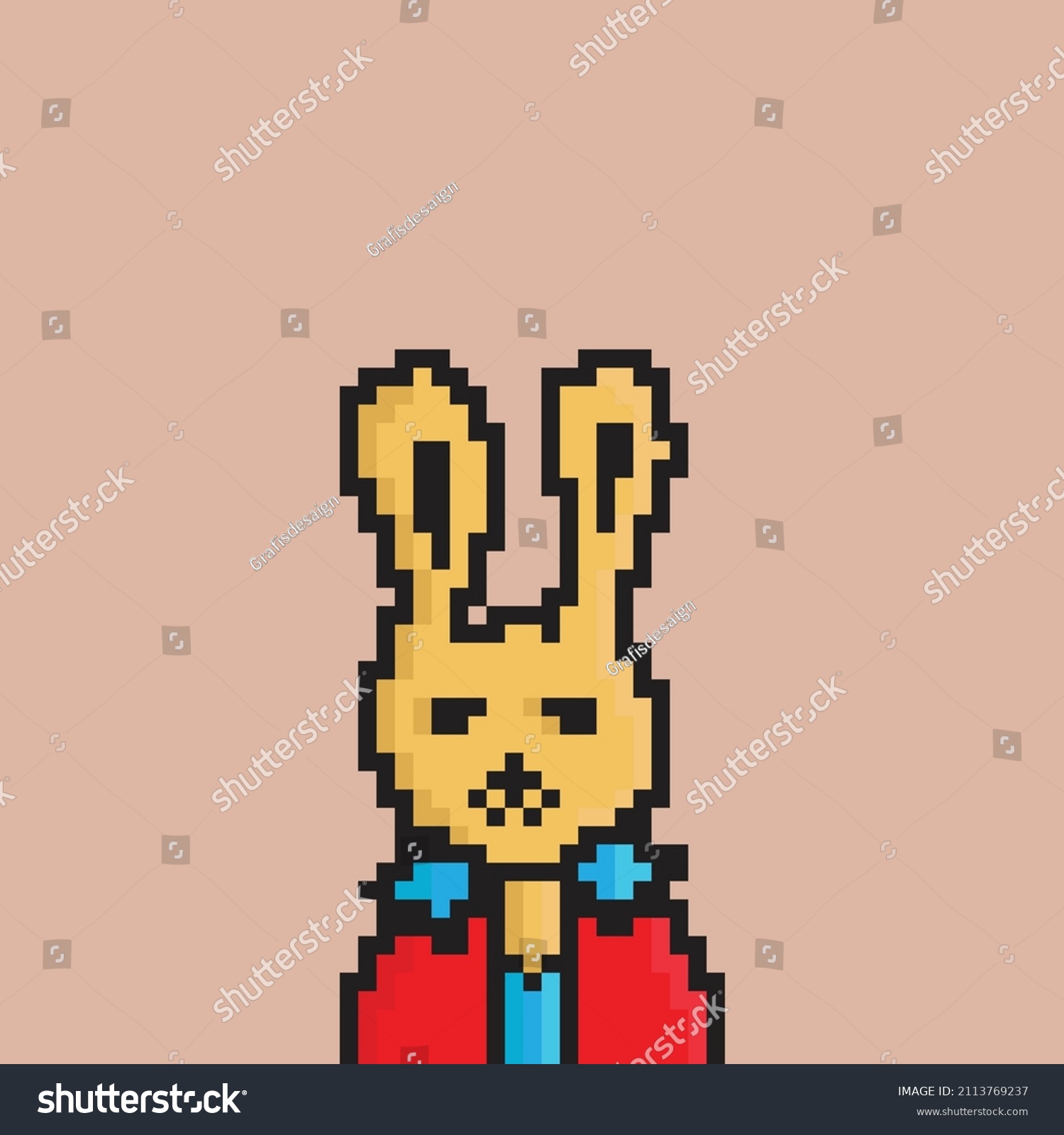 Vector Pixel Art Bunny Isolated: стоковая векторная графика (без ...
