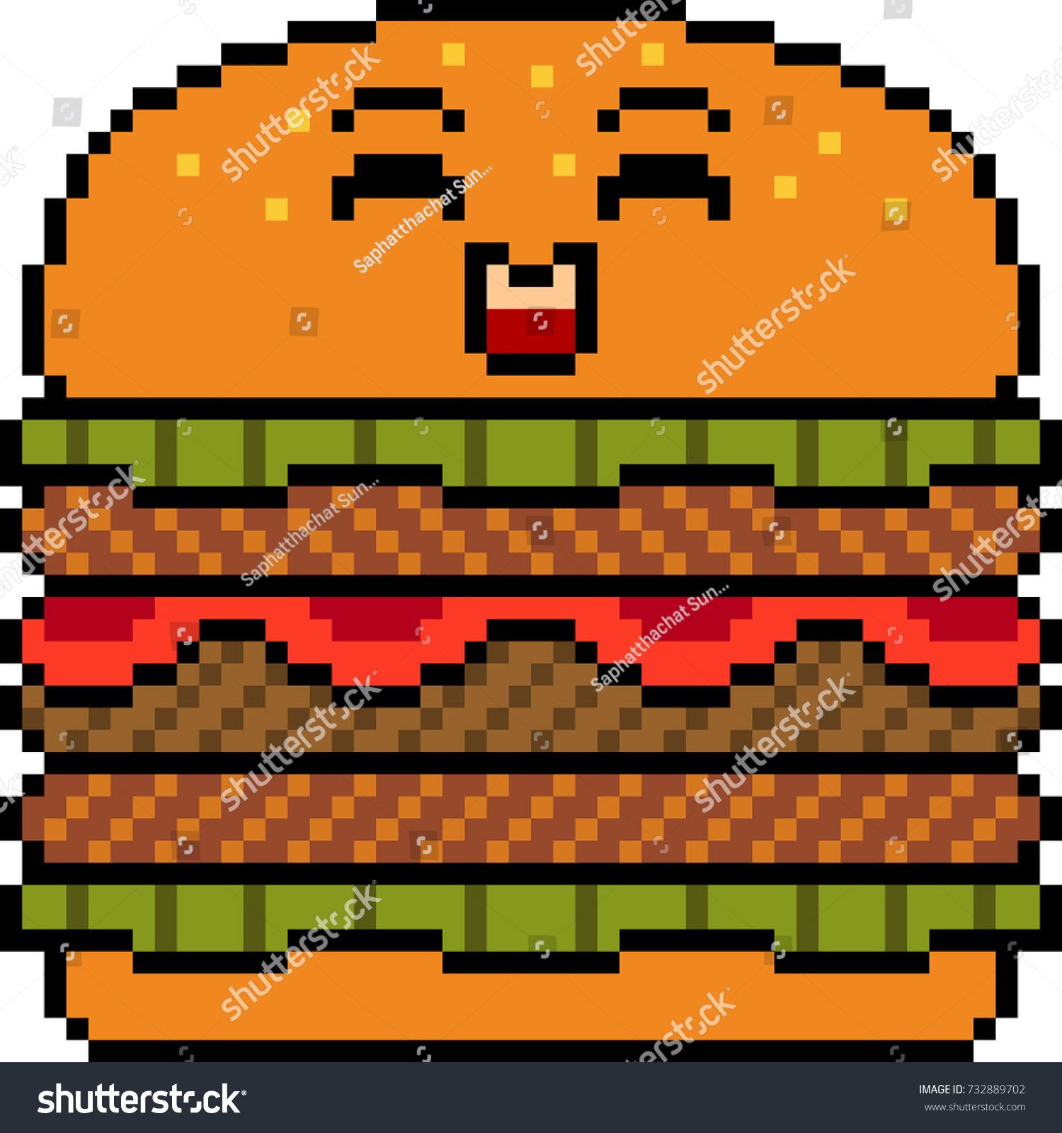 Vector Pixel Art Burger Isolated 스톡 벡터(로열티 프리) 732889702 | Shutterstock