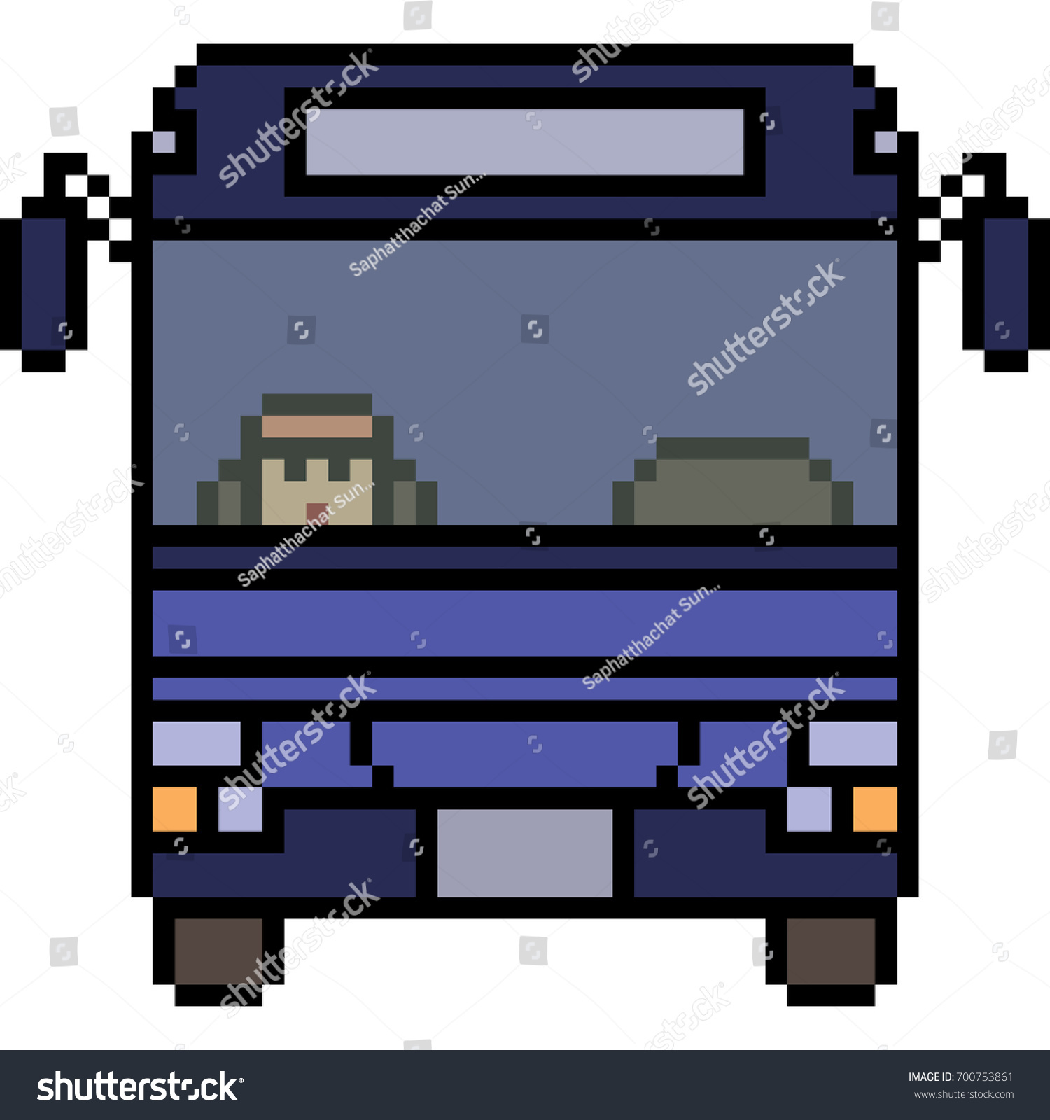Vector Pixel Art Bus Front Isolated: vector de stock (libre de regalías ...