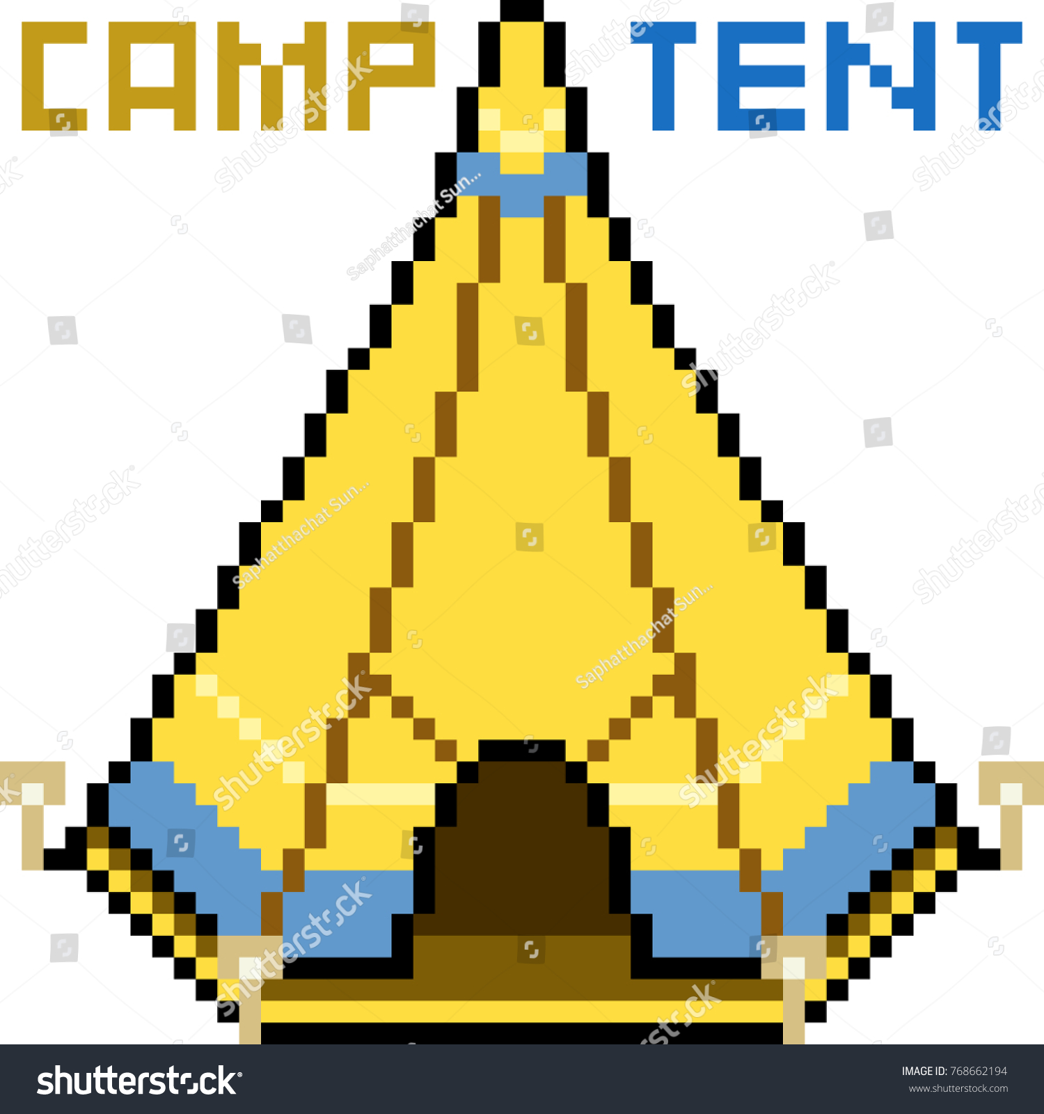 Vector Pixel Art Camp Tent Isolated: เวกเตอร์สต็อก (ปลอดค่าลิขสิทธิ์ ...
