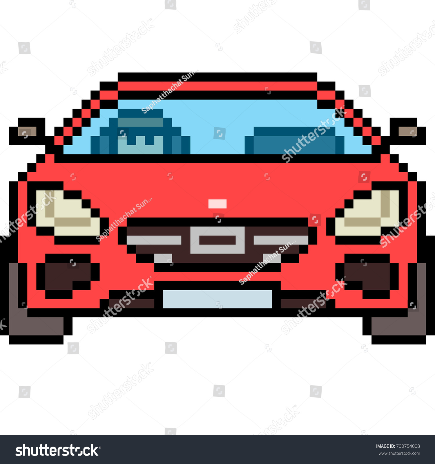 Vector Pixel Art Car Front Isolated Stock Vector 700754008 - Shutterstock