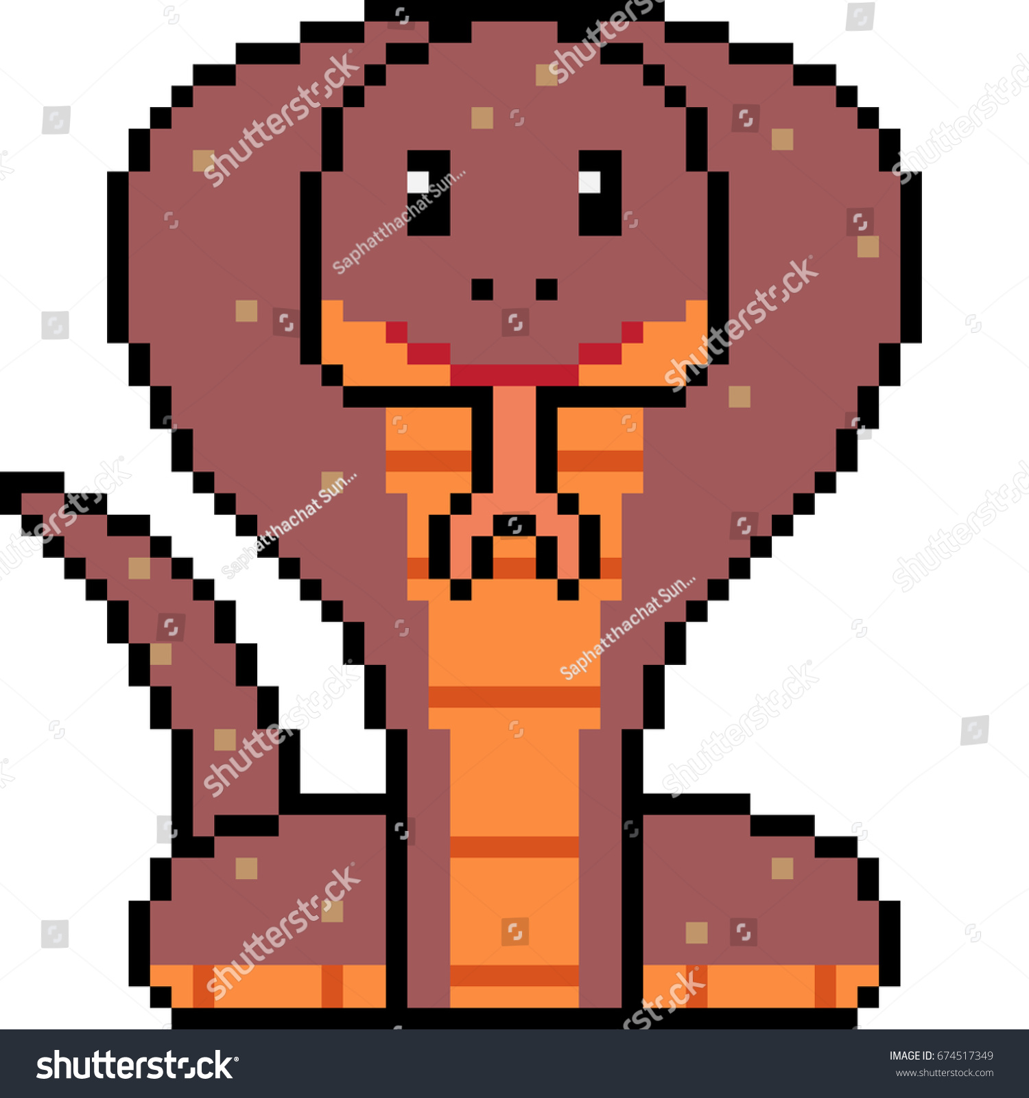 Vector Pixel Art Cartoon Snake Isolated: vector de stock (libre de ...