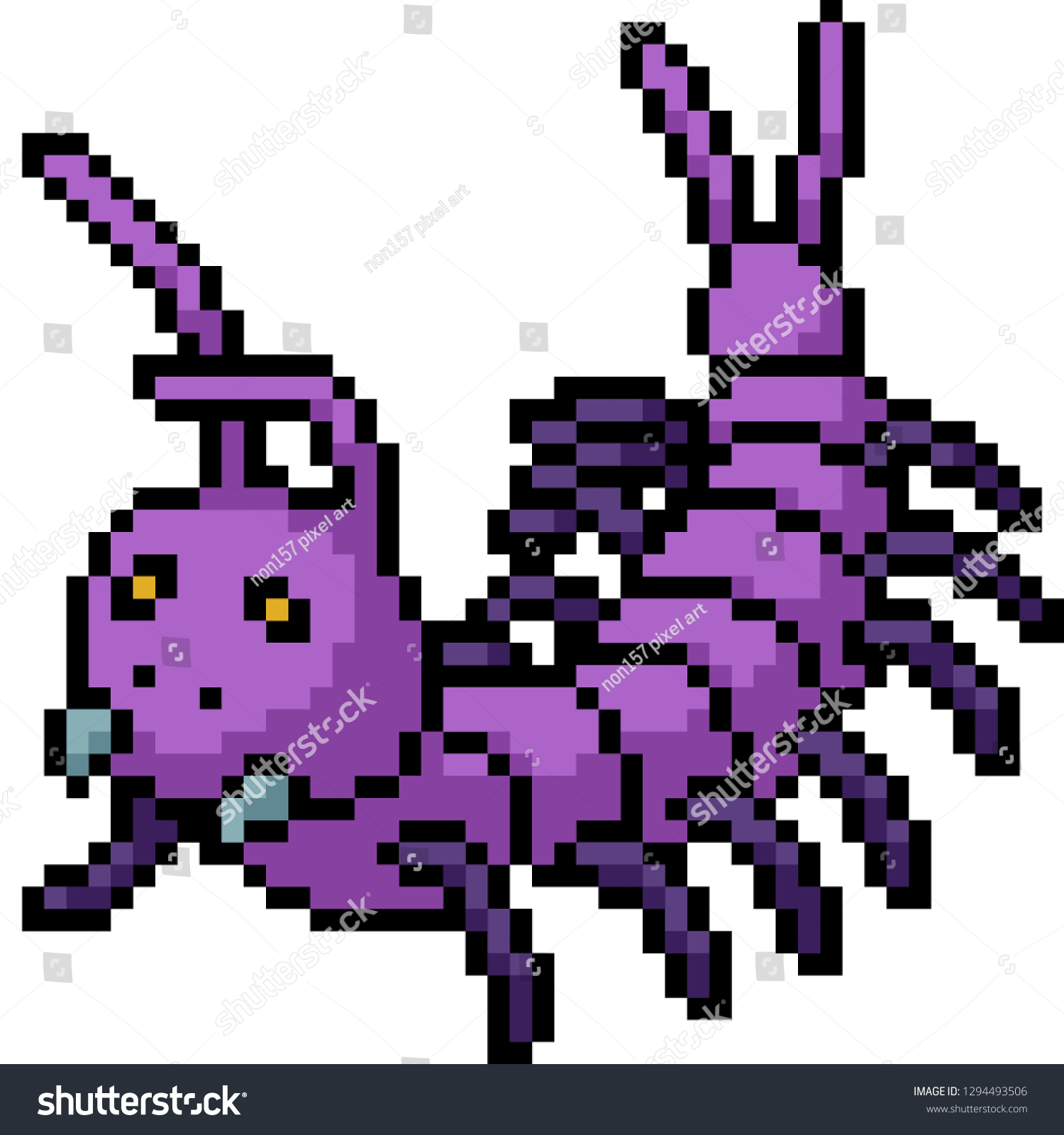 Vector Pixel Art Centipede Isolated Cartoon 스톡 벡터(로열티 프리) 1294493506 ...
