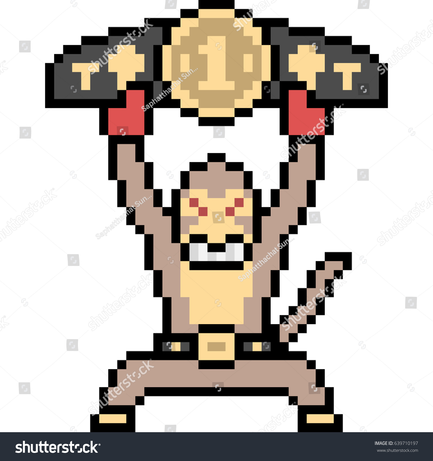 Vector Pixel Art Champion Monkey Stock Vector (Royalty Free) 639710197 ...