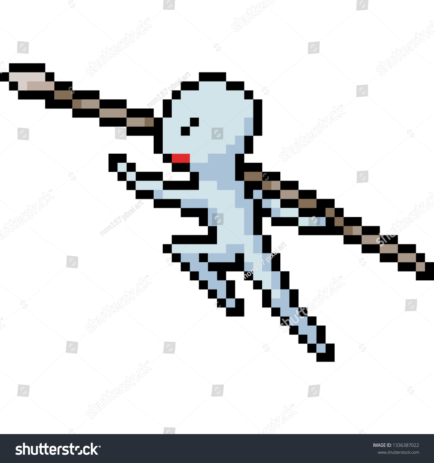 Vector Pixel Art Character Throwing Spear : image vectorielle de stock ...