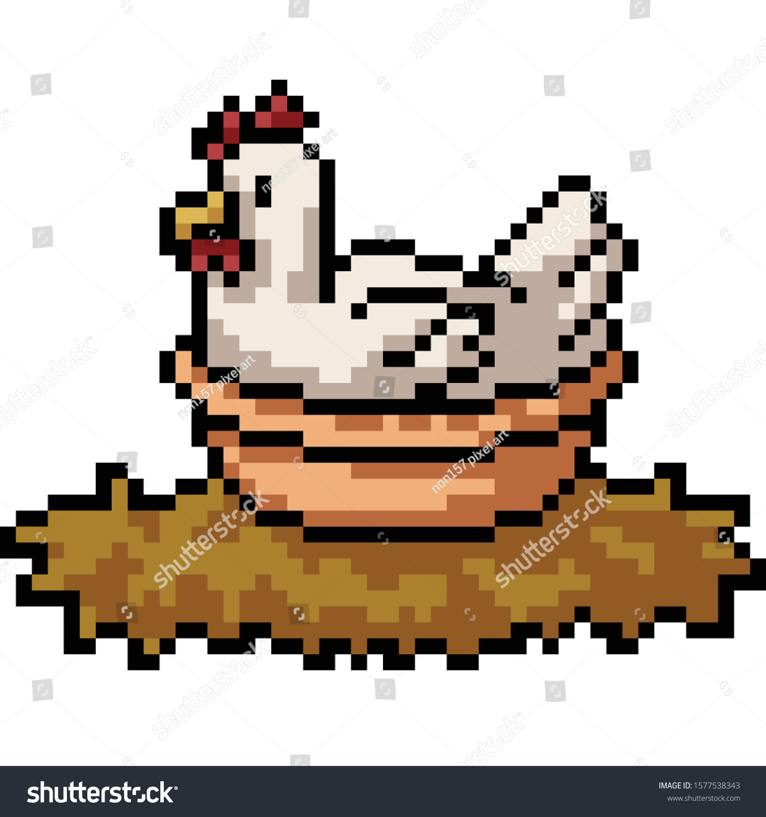 Vector Pixel Art Chicken Isolated Cartoon: Vector có sẵn (miễn phí bản ...