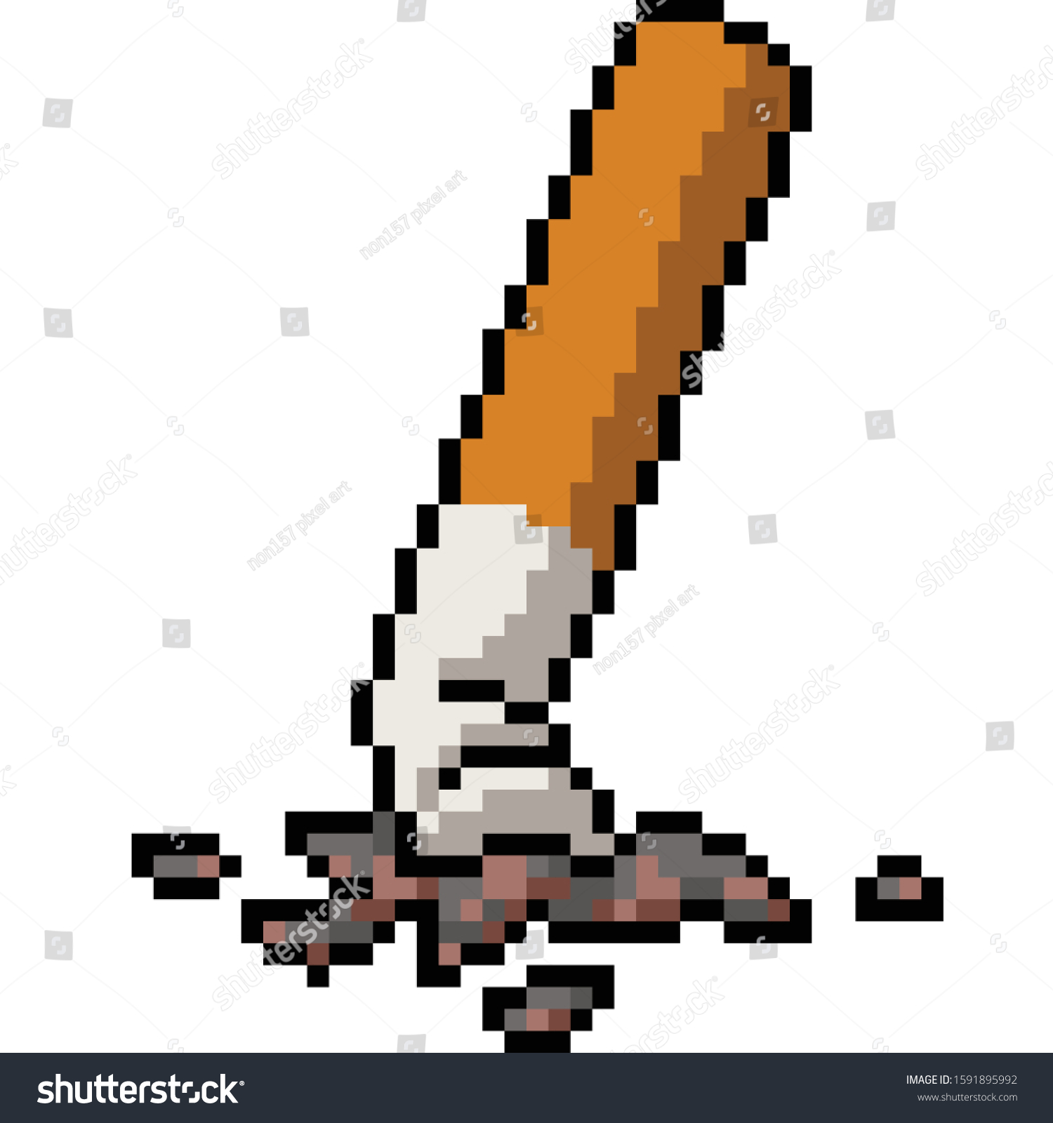 Vector Pixel Art Cigarette Butt Isolated Stock Vector (Royalty Free ...