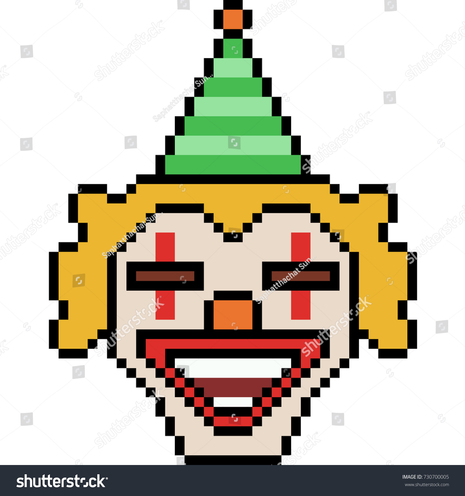 Vector Pixel Art Clown Isolated Stock Vector (Royalty Free) 730700005