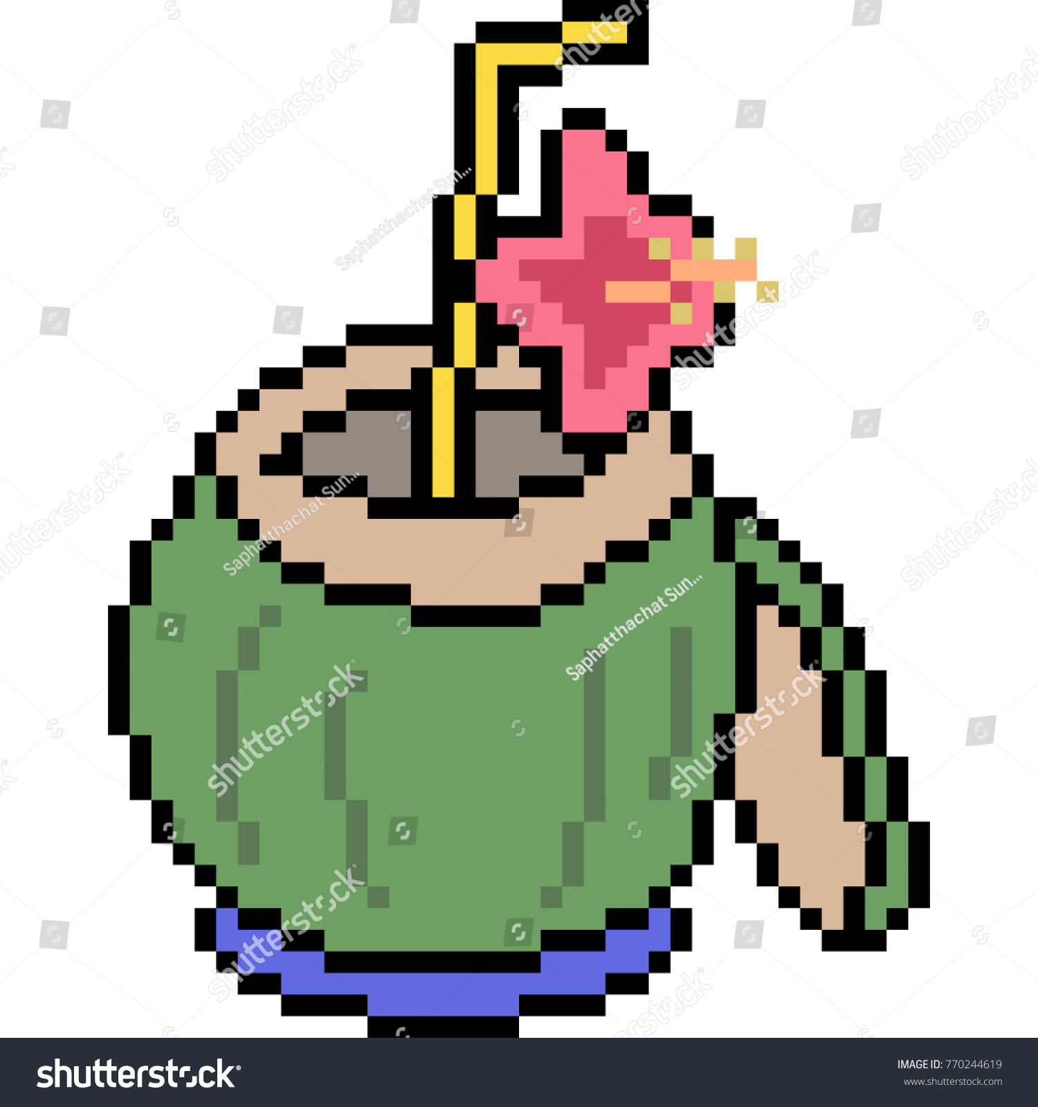 Vector Pixel Art Coconut Juice Isolated Stock Vector (Royalty Free ...