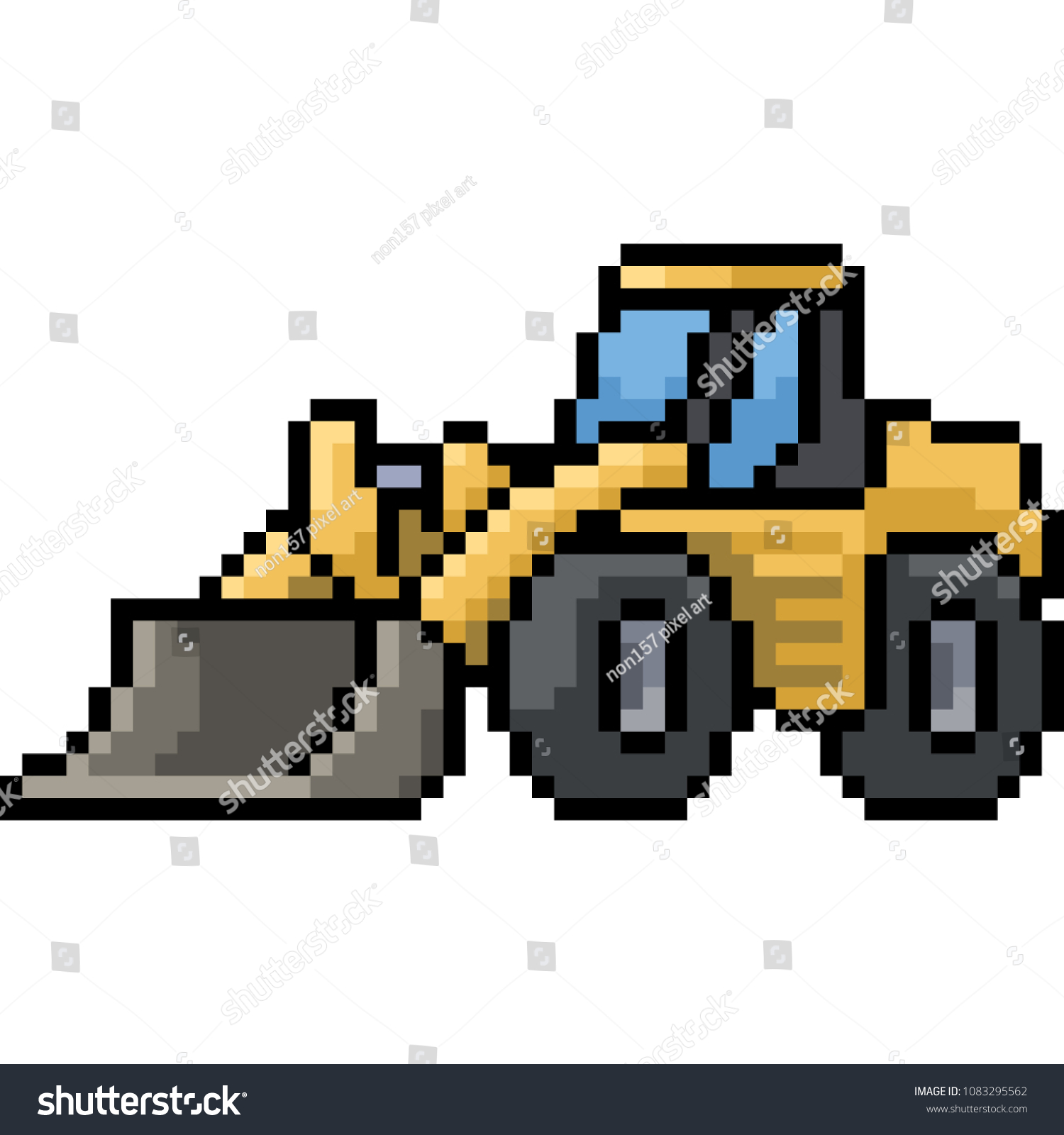 Vector Pixel Art Construction Tractor Isolated: vector de stock (libre ...