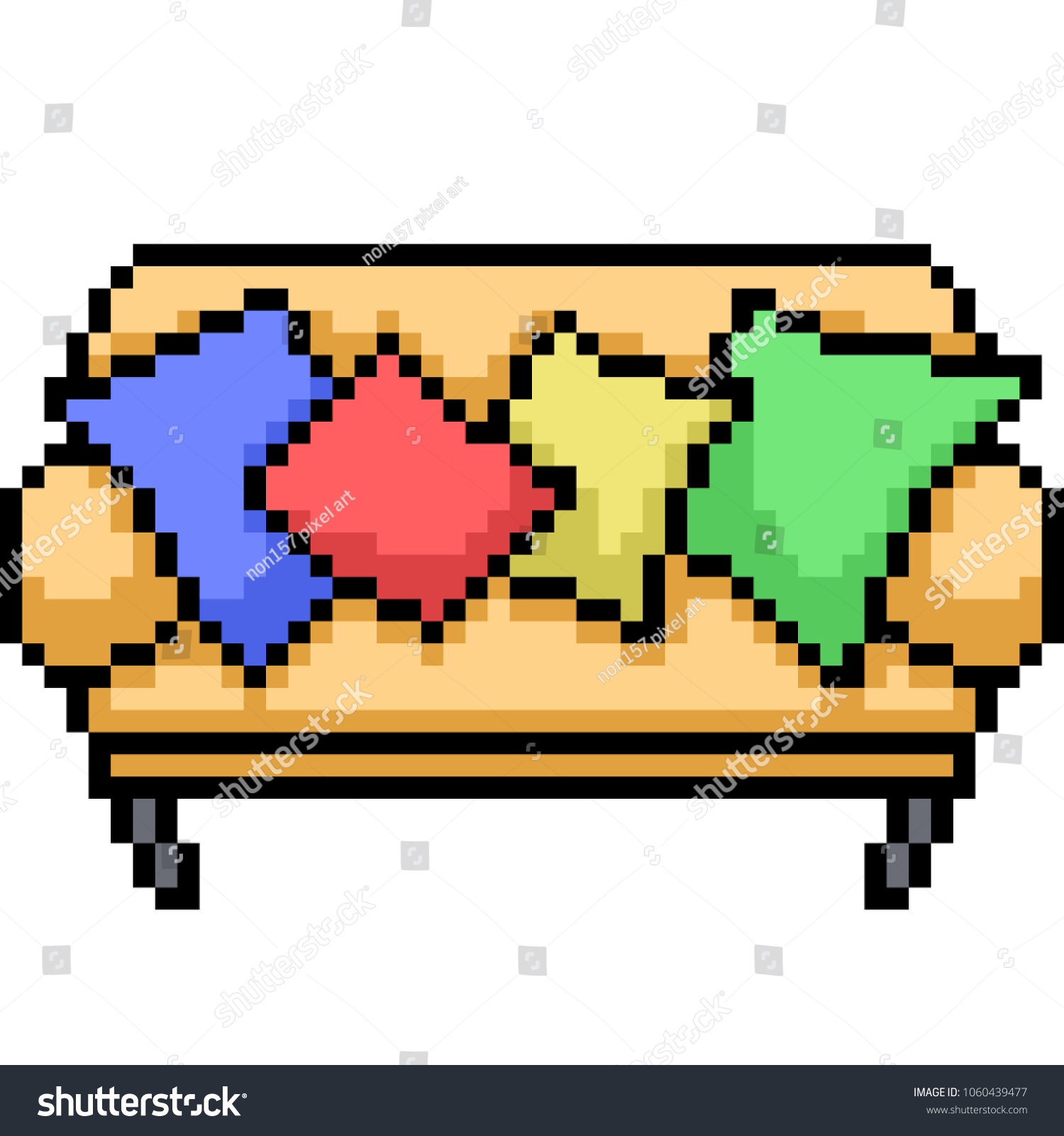 Vector Pixel Art Couch Isolated Cartoon Stock Vector (Royalty Free ...